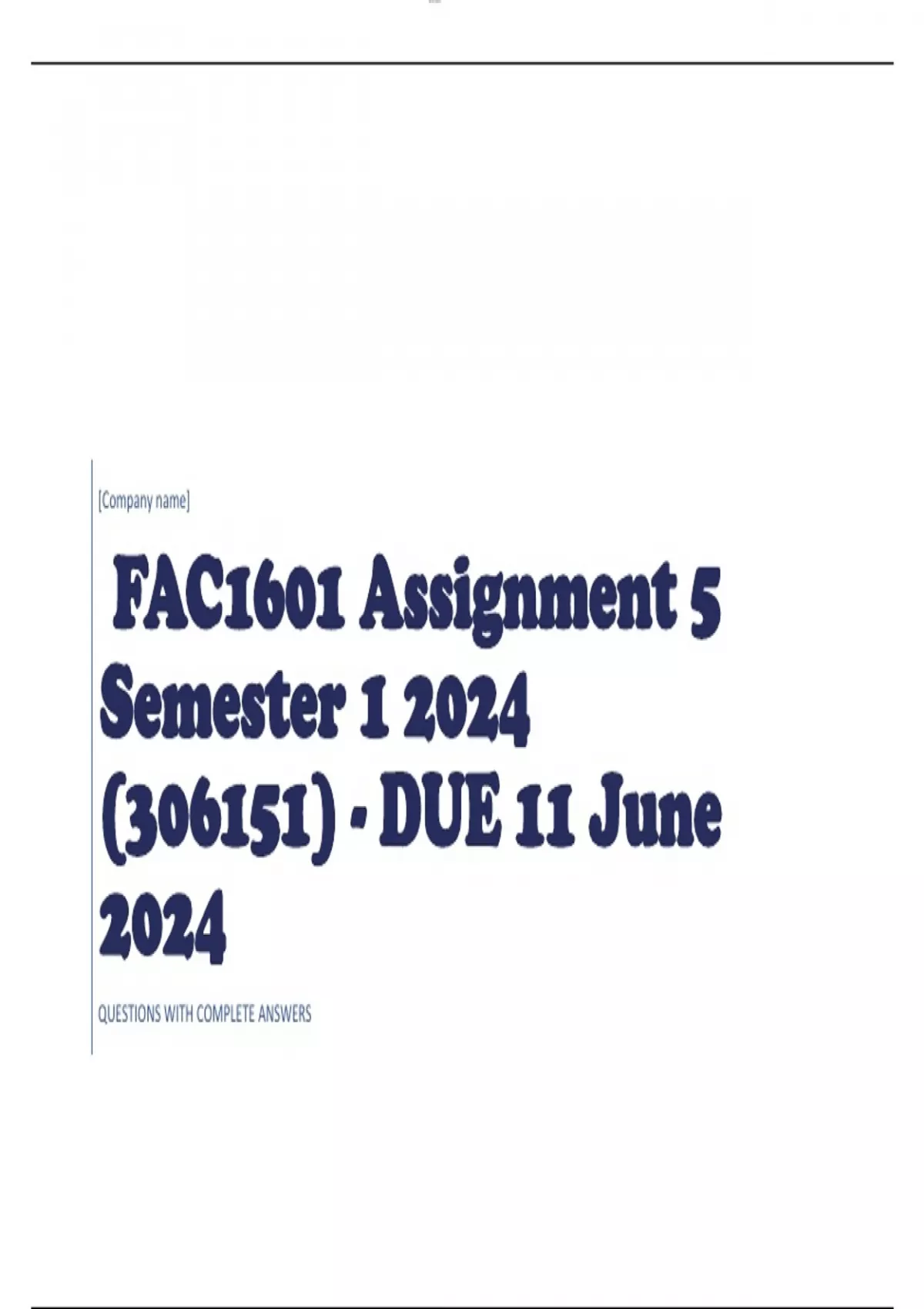 FAC1601 Assignment 5 Semester 1 2024 (306151) - DUE 11 June 2024 ...