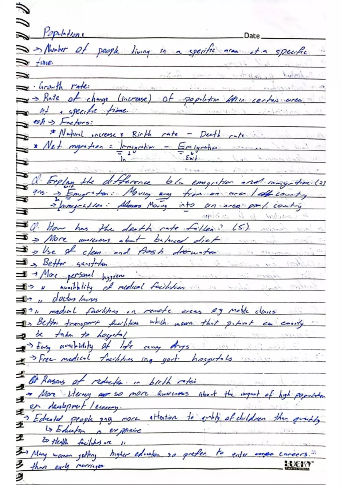 PAKISTAN STUDIES, O LEVEL, GEOGRAPHY , POPULATION ,NOTES - Pakistan ...