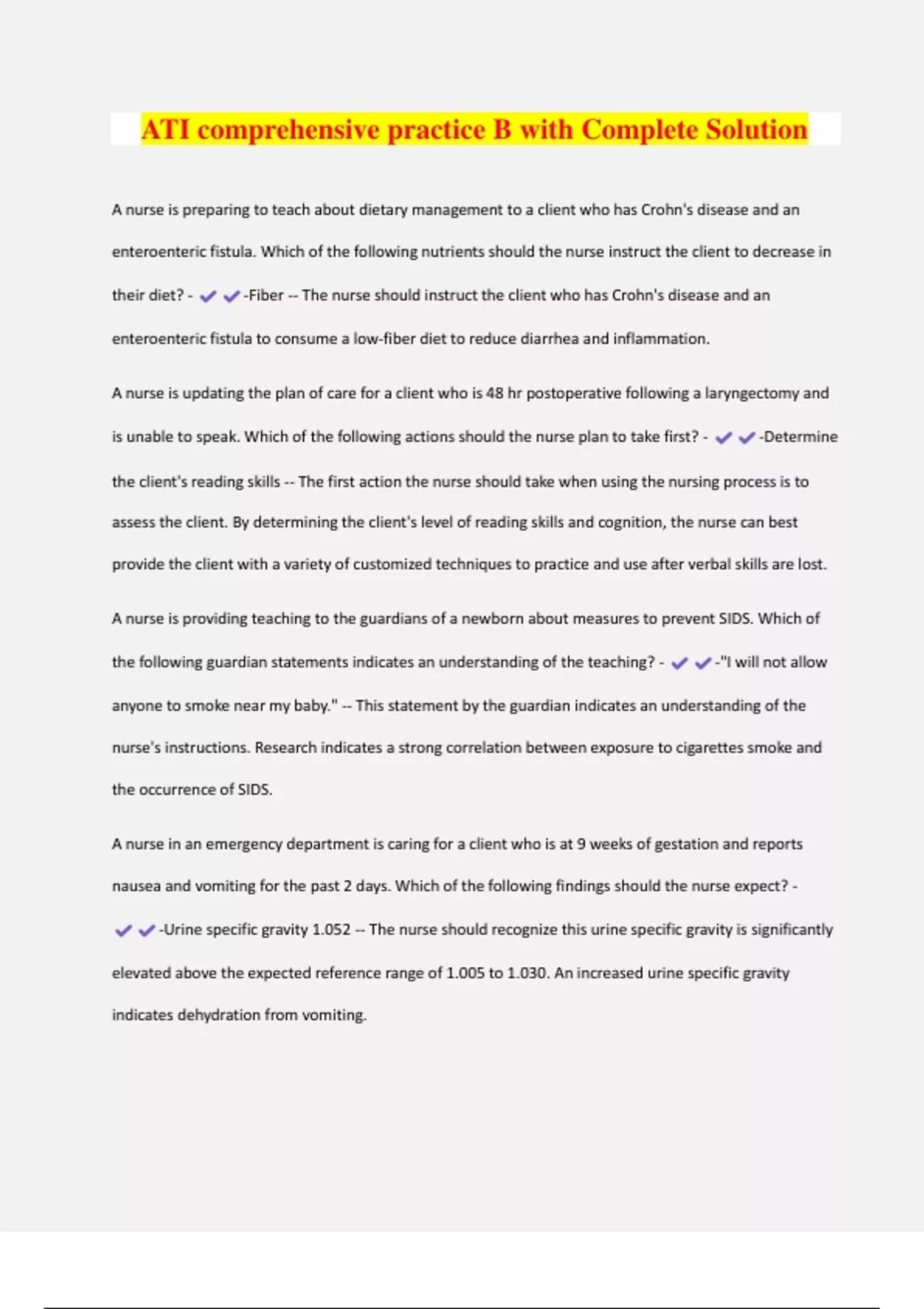 ATI comprehensive practice B with Complete Solution - ATI - Stuvia US