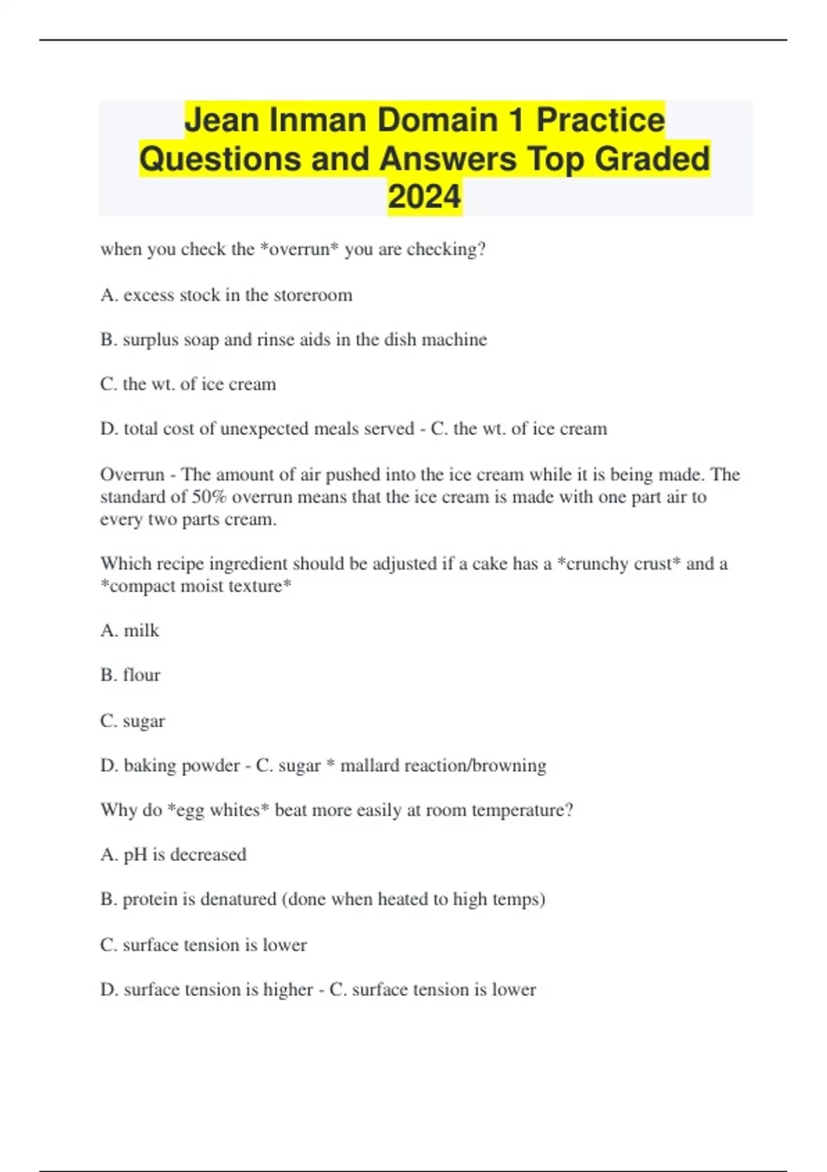 Jean Inman Domain 1 Practice Questions and Answers Top Graded 2024 ...