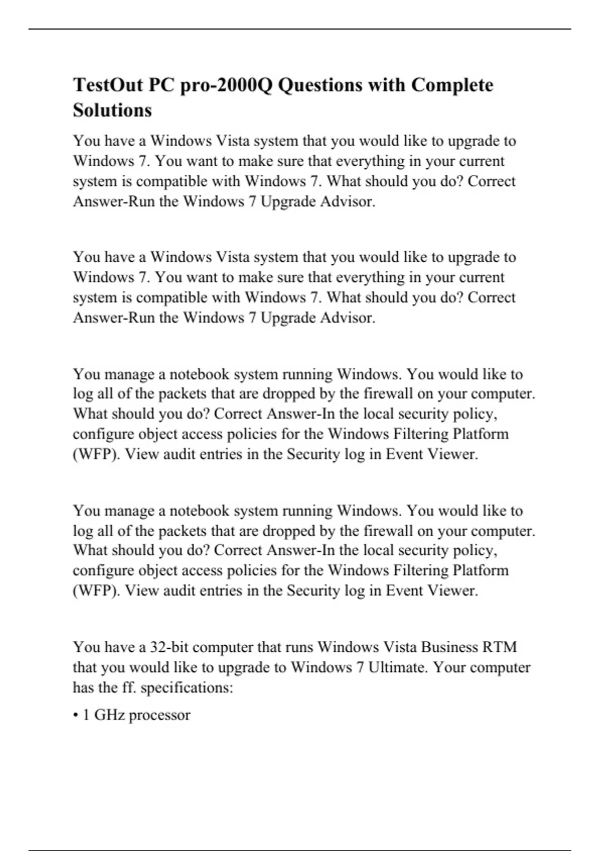 TestOut PC pro-2000Q Questions with Complete Solutions - TestOut ...