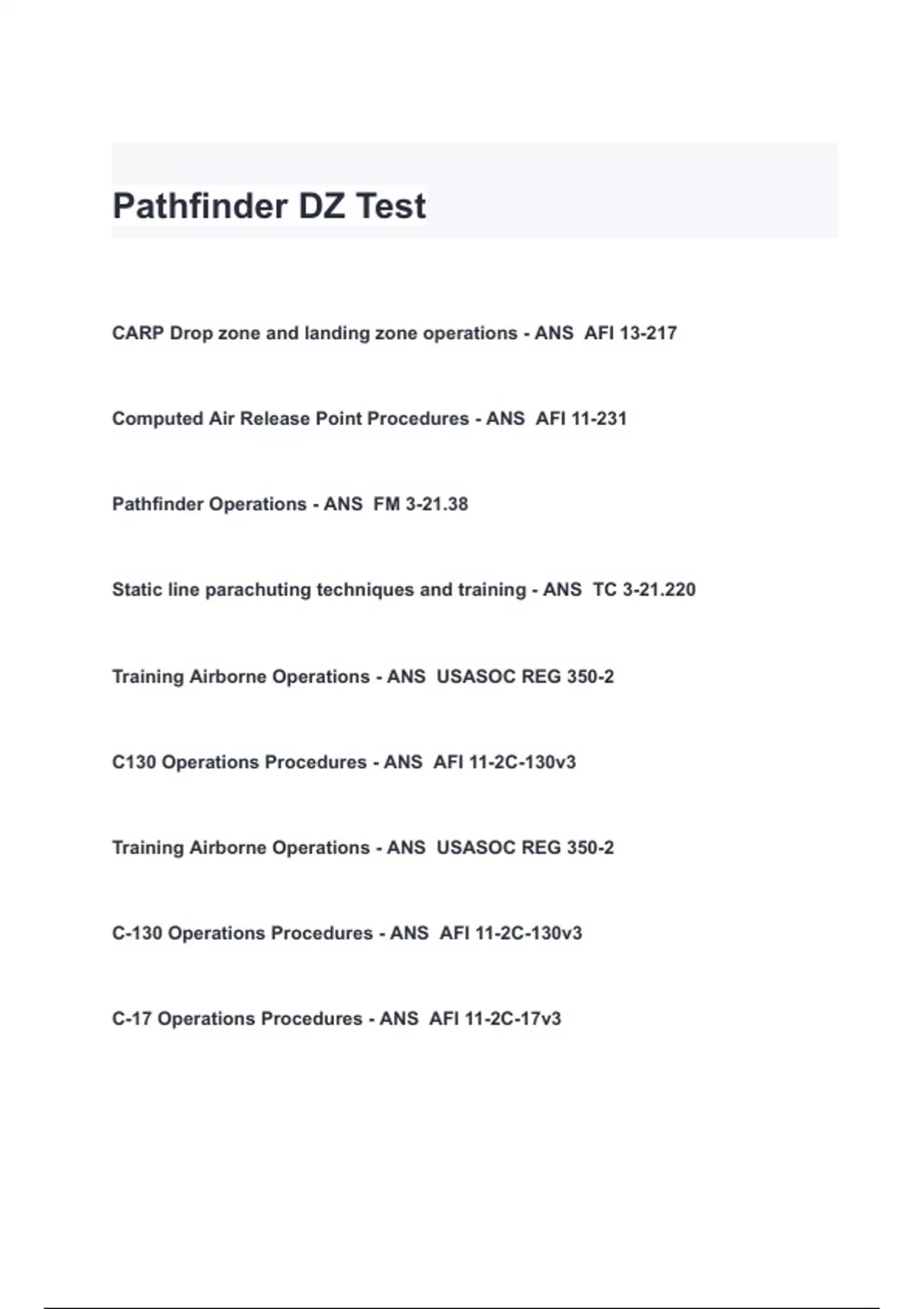 Pathfinder DZ Test QUESTIONS & ANSWERS 2024 ( A+ GRADED 100% VERIFIED ...