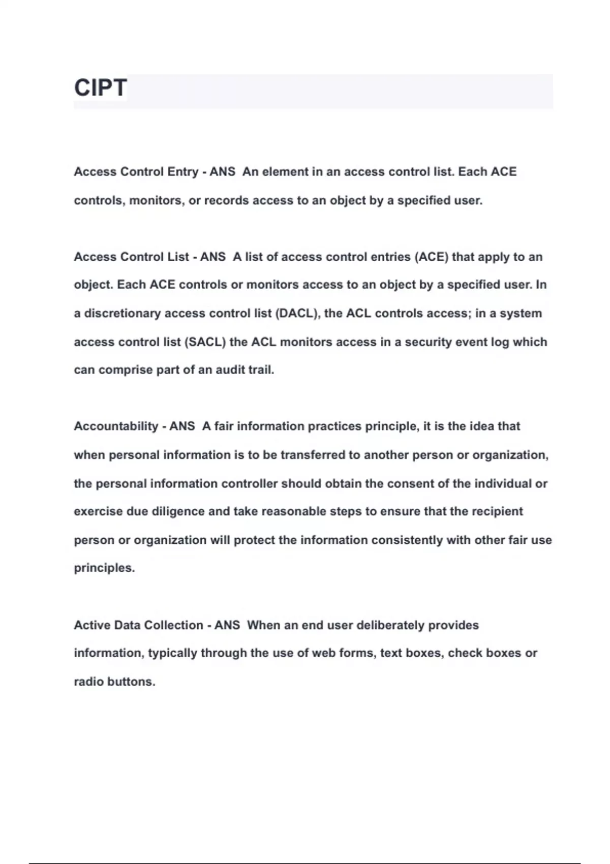 CIPT EXAM QUESTIONS & ANSWERS 2024 ( A+ GRADED 100% VERIFIED) - CIPT ...