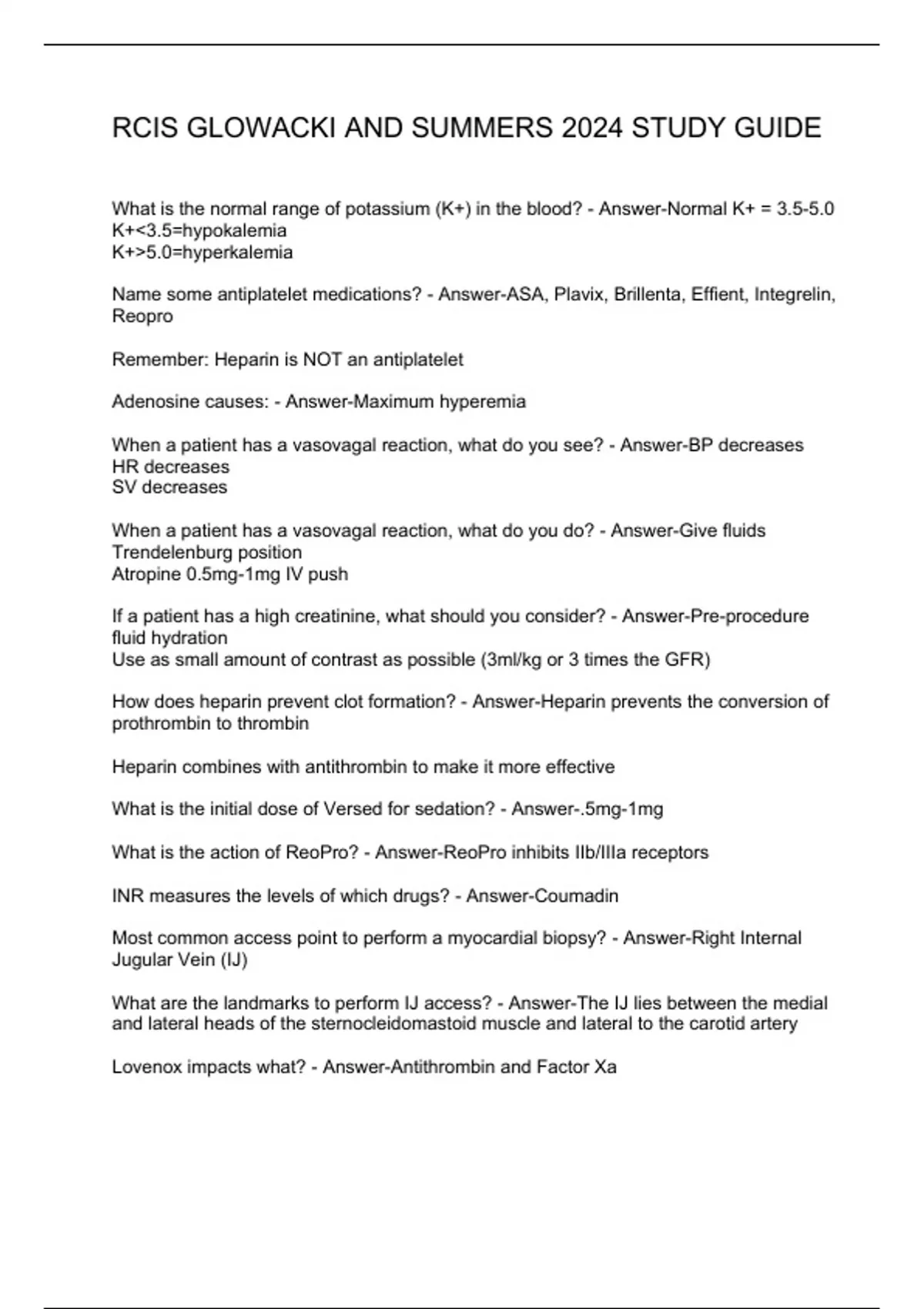 RCIS GLOWACKI AND SUMMERS 2024 STUDY GUIDE - Rcis - Stuvia US