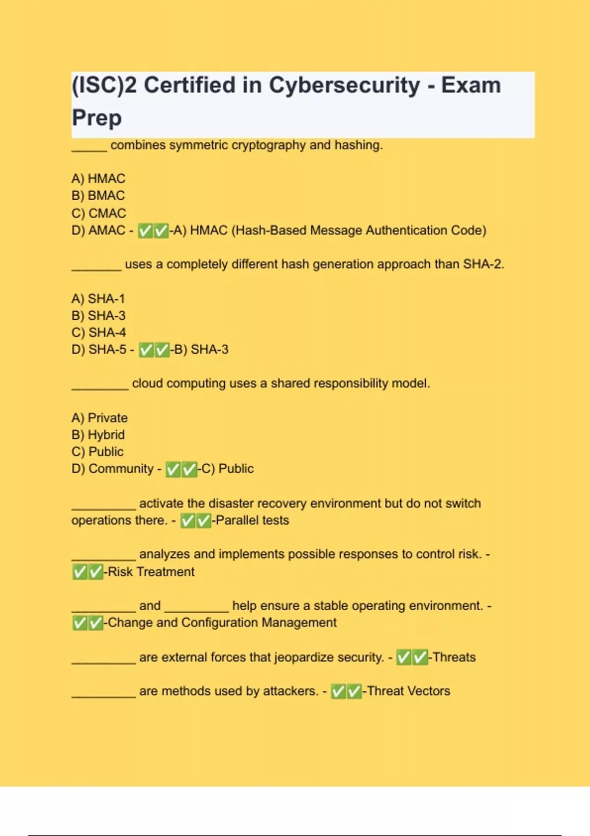 (ISC)2 Certified in Cybersecurity - Exam Prep (Latest 2025 / 2026 ...