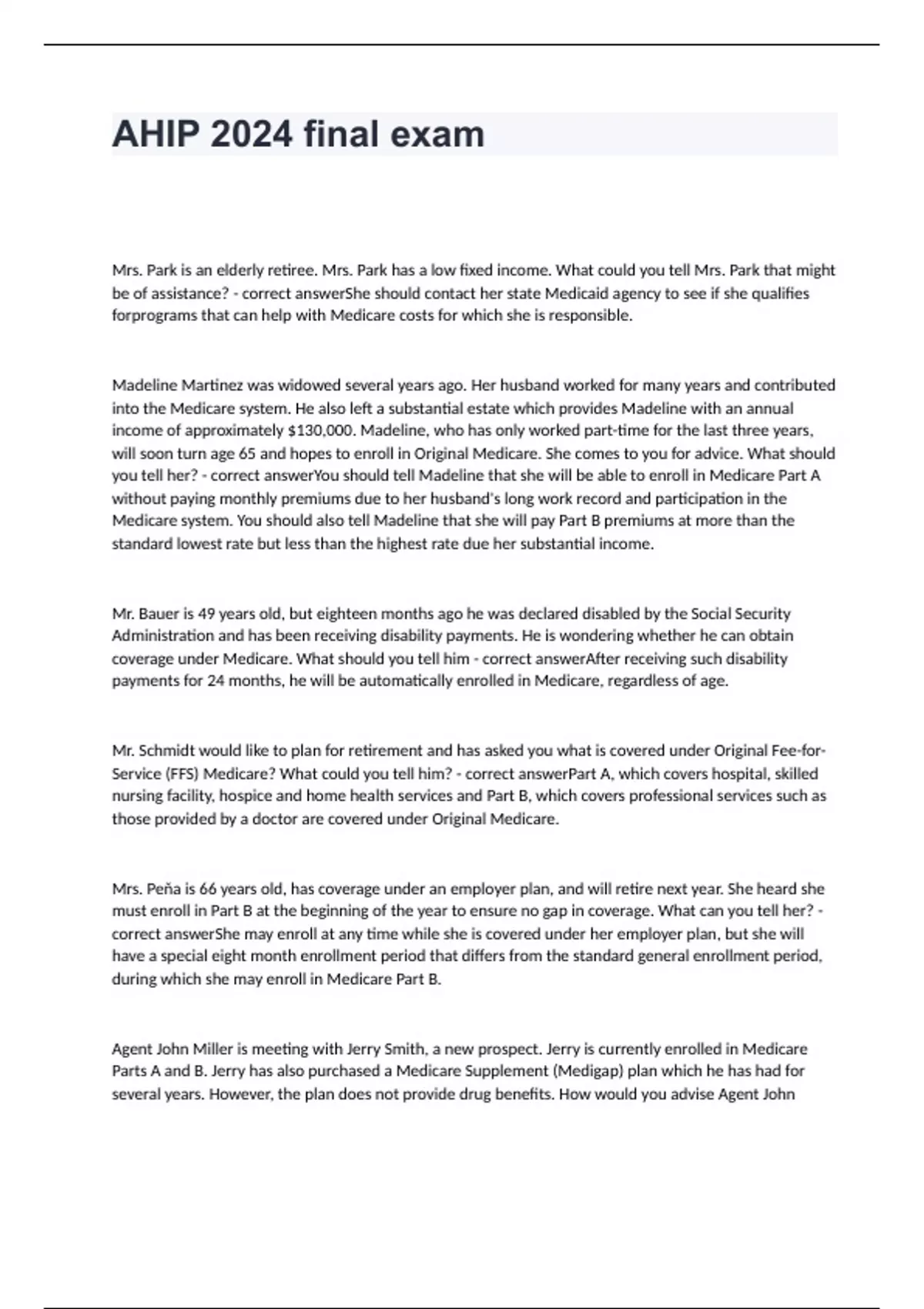 AHIP 2024 final exam questions and well revised answers 2024 - Ahip ...