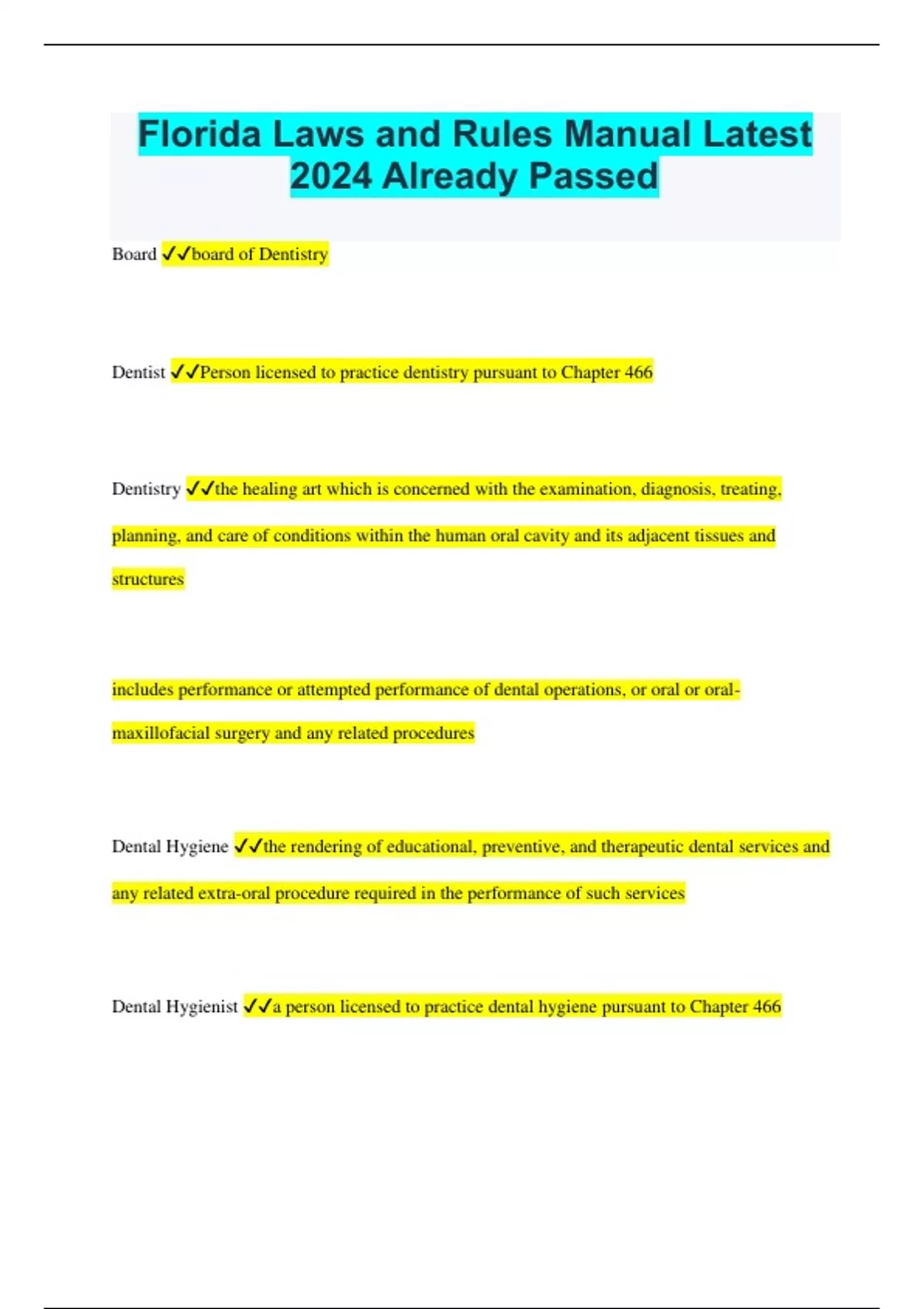 Florida Laws and Rules Manual Latest 2024 Already Passed - Florida Laws ...