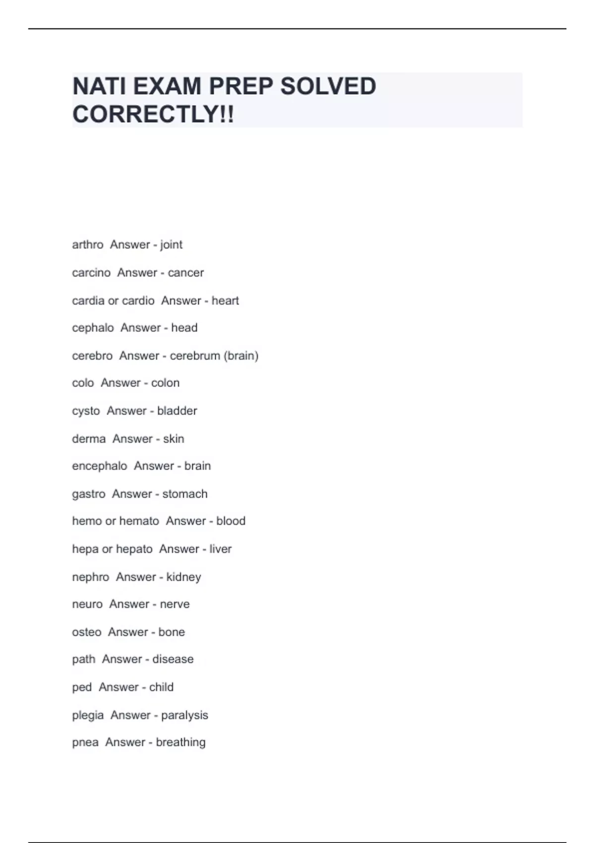 NATI EXAM PREP SOLVED CORRECTLY!! - NATI - Stuvia US