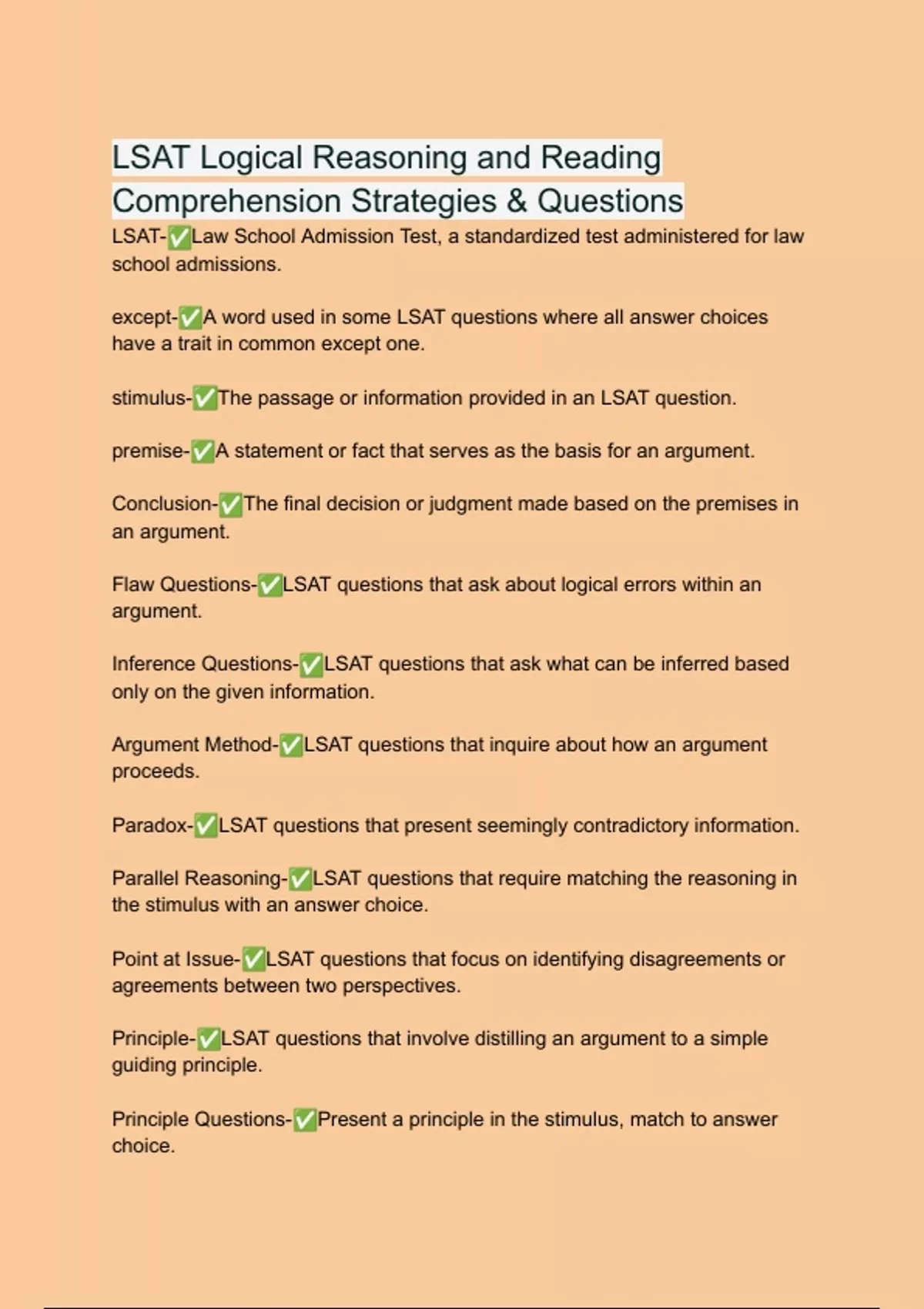 LSAT Logical Reasoning and Reading Comprehension Strategies & Questions with 100% correct ...