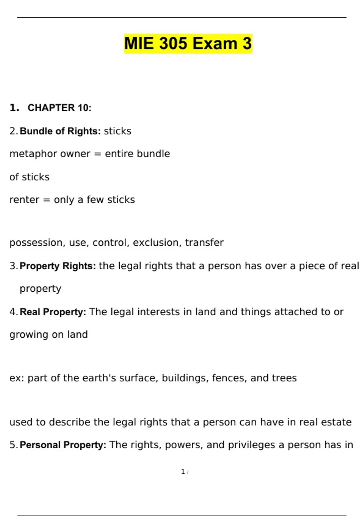 MIE 305 Exam 3 Actual Exam with Questions and Answers (2024 / 2025) 100% Guarantee Pass - MIE ...