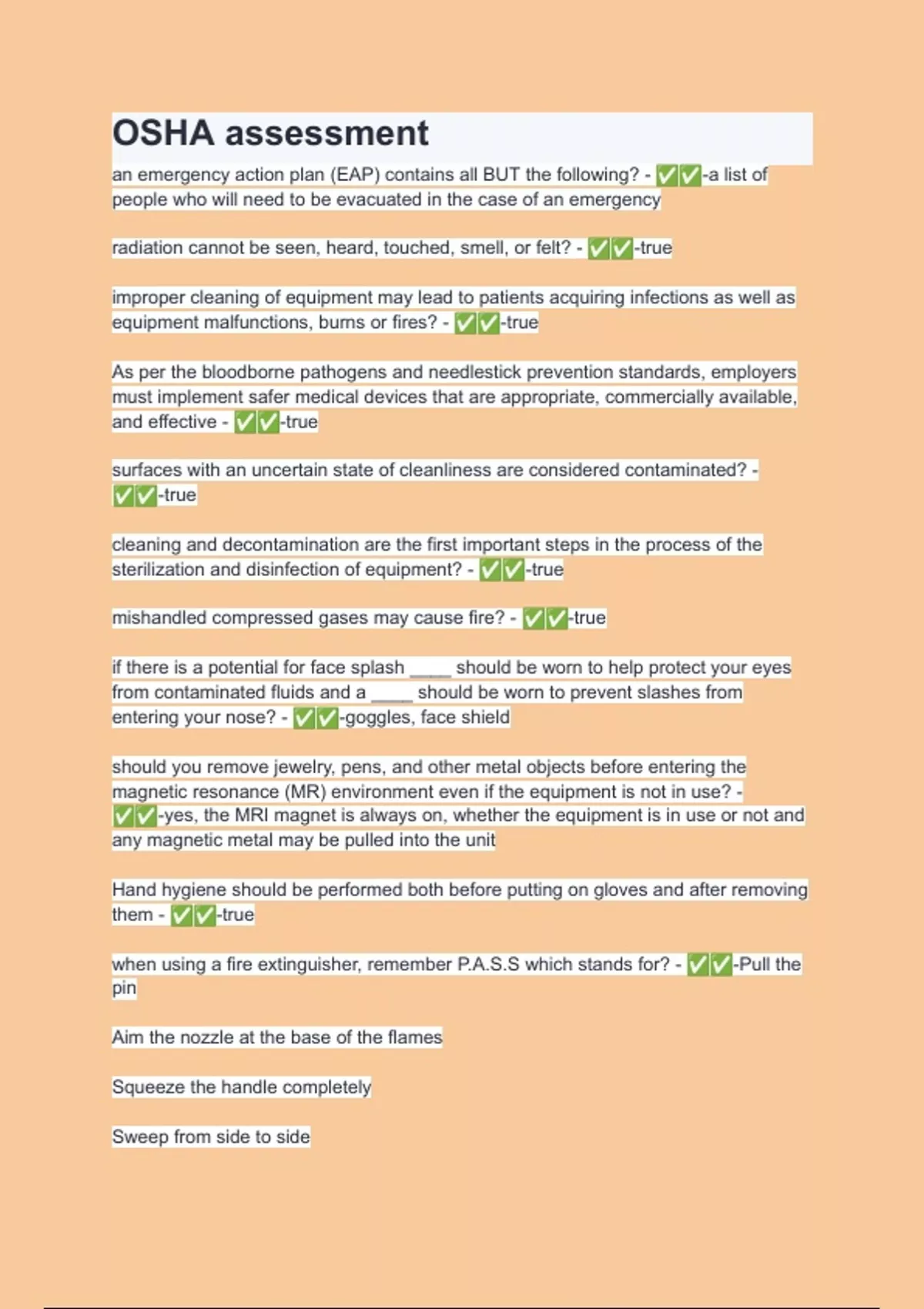 OSHA assessment - Questions with Explanations of Answers Latest Update ...