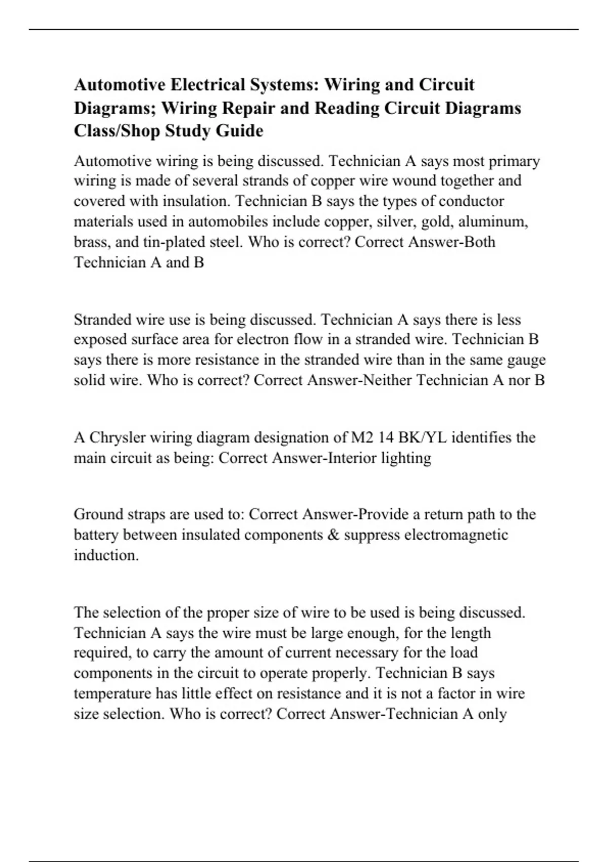 Automotive Electrical Systems: Wiring and Circuit Diagrams; Wiring ...