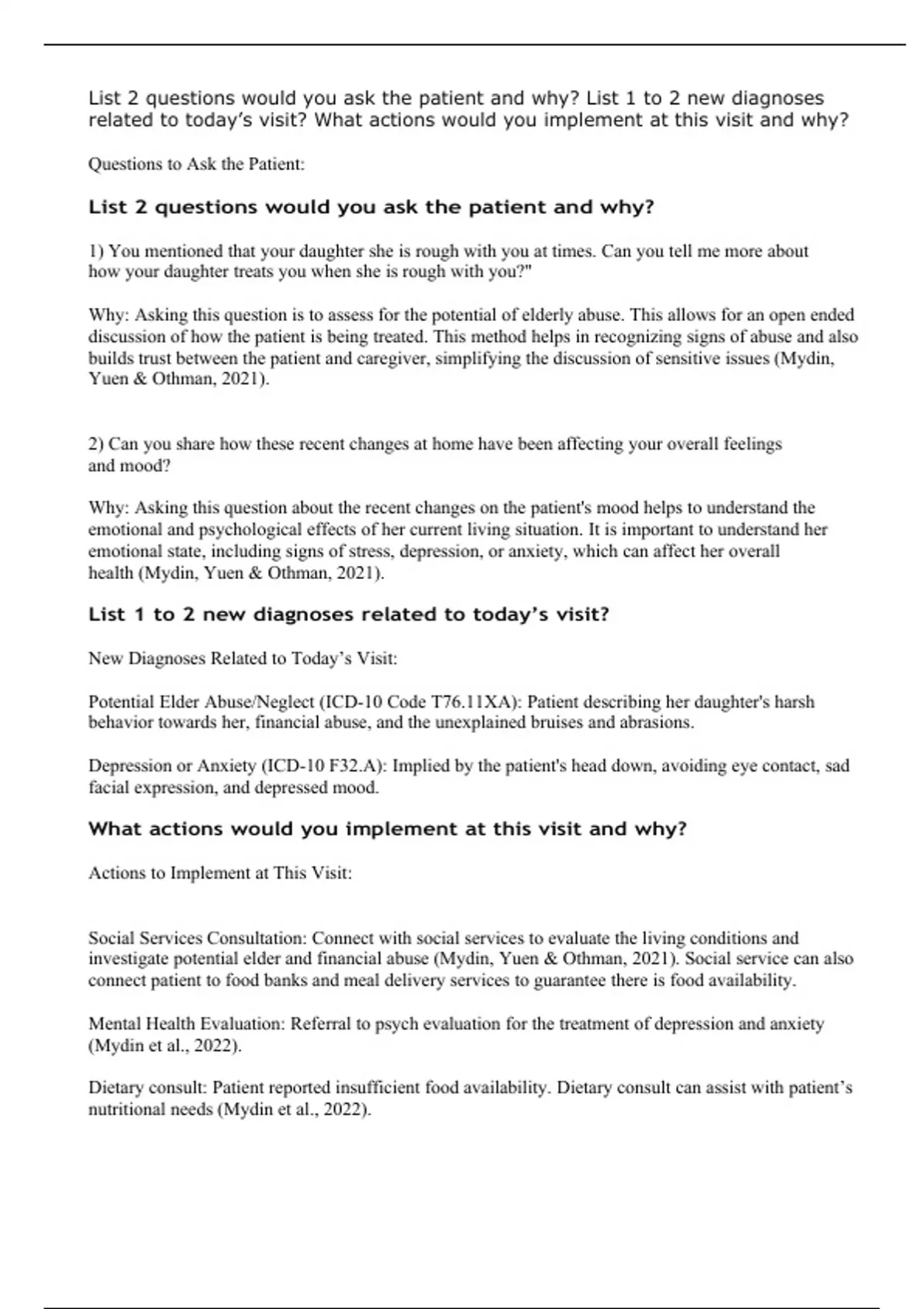 NURS 5120 Module 2 Elderly Discussion Case Scenario and Rubic ...