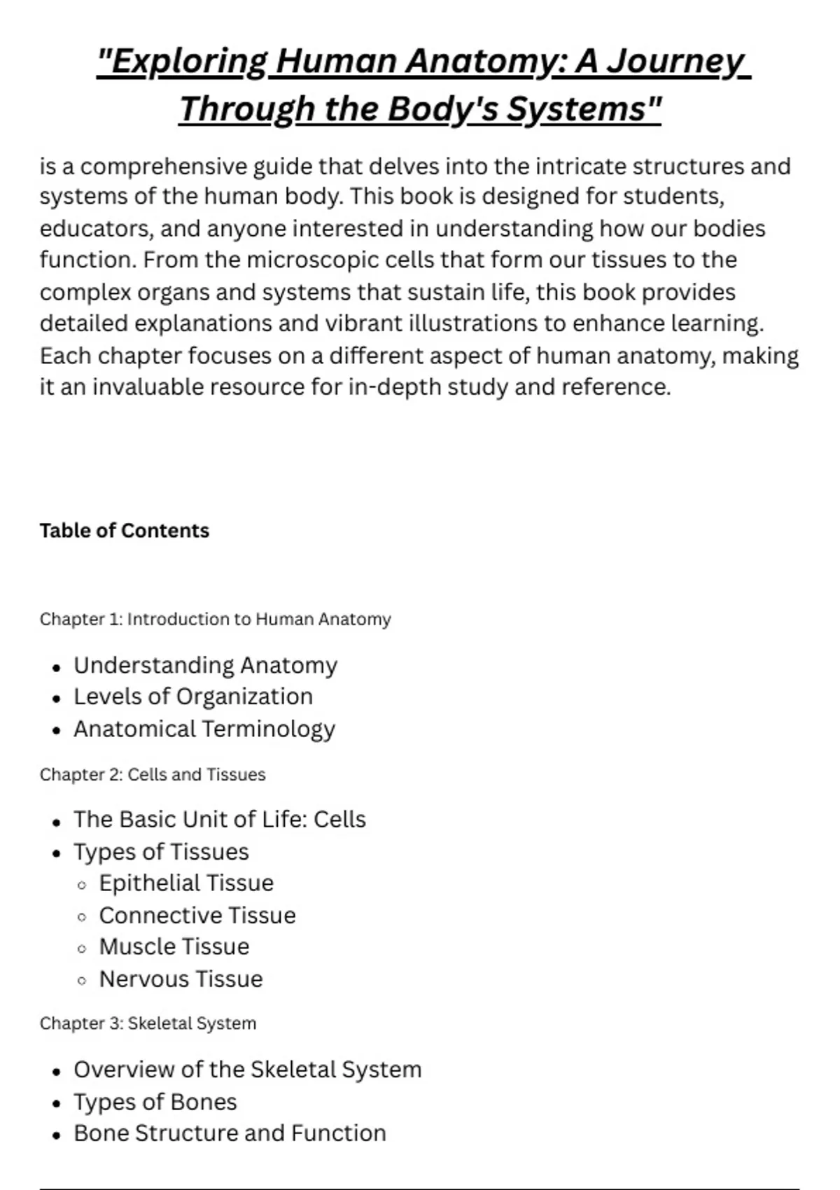 Exploring Human Anatomy A Journey Through the Body's Systems - Biology ...