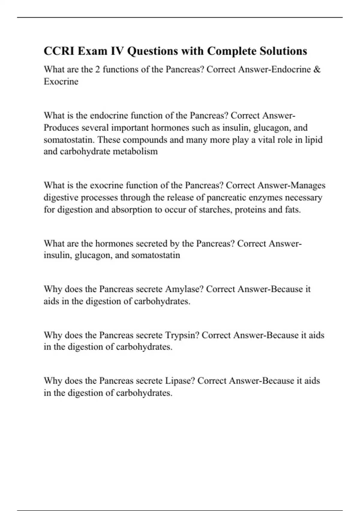 CCRI Exam IV Questions with Complete Solutions - CCRI - Stuvia US