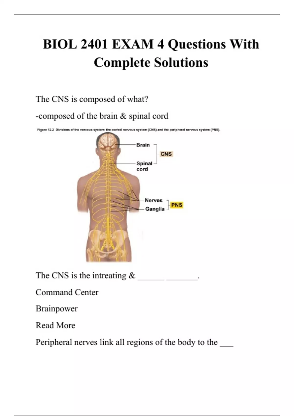 BIOL 2401 EXAM 4 Questions With Complete Solutions - BIOL 2401 - Stuvia US