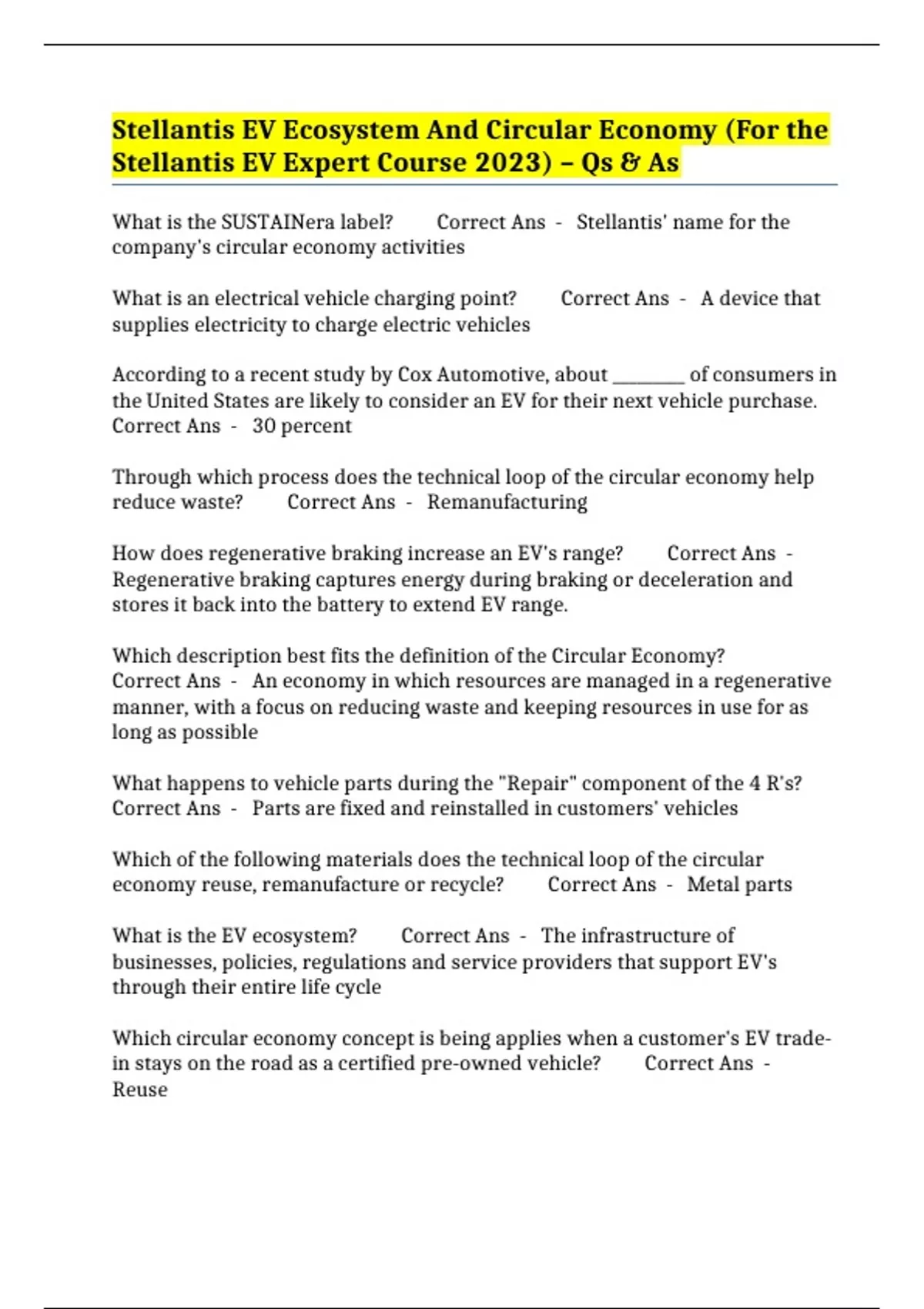 Stellantis EV Ecosystem And Circular Economy (For the Stellantis EV ...