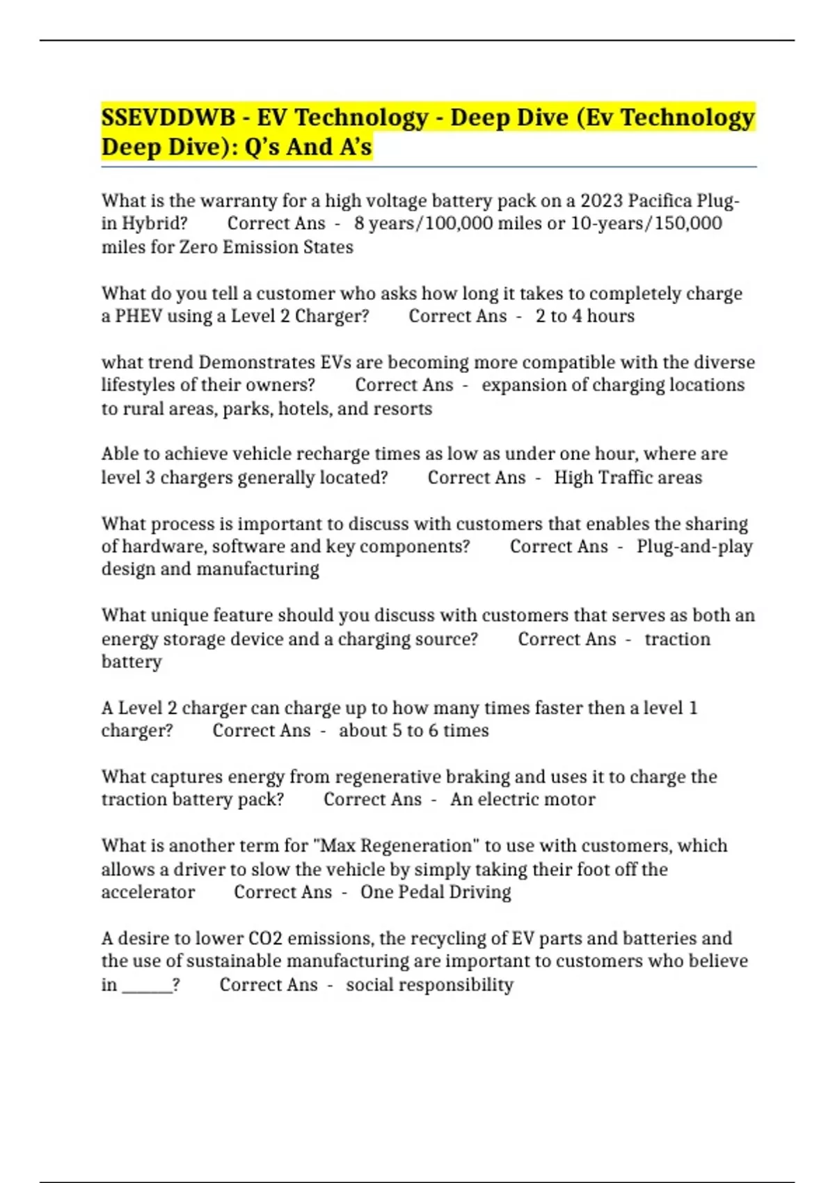 SSEVDDWB - EV Technology - Deep Dive (Ev Technology Deep Dive): Q’s And ...