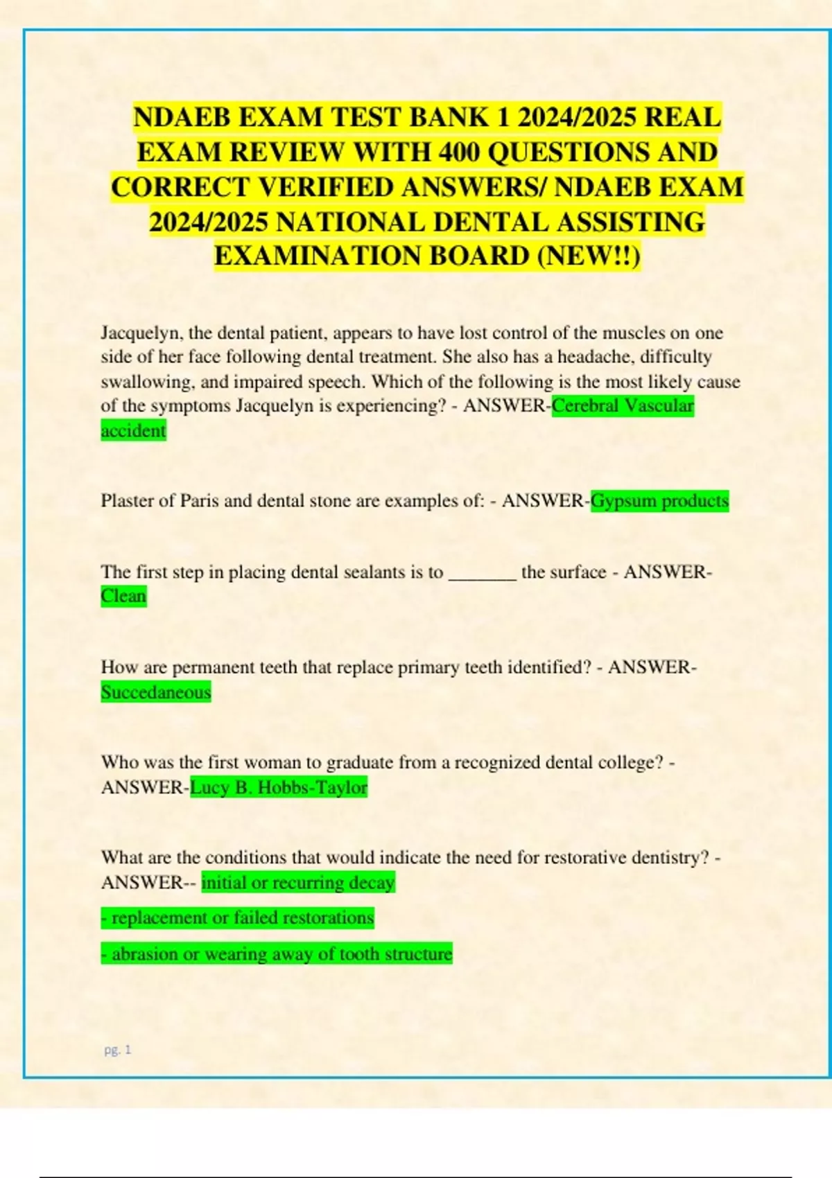 2024 NDAEB EXAM TEST BANK 1 & 2 REAL EXAM REVIEW WITH 800+ QUESTIONS ...