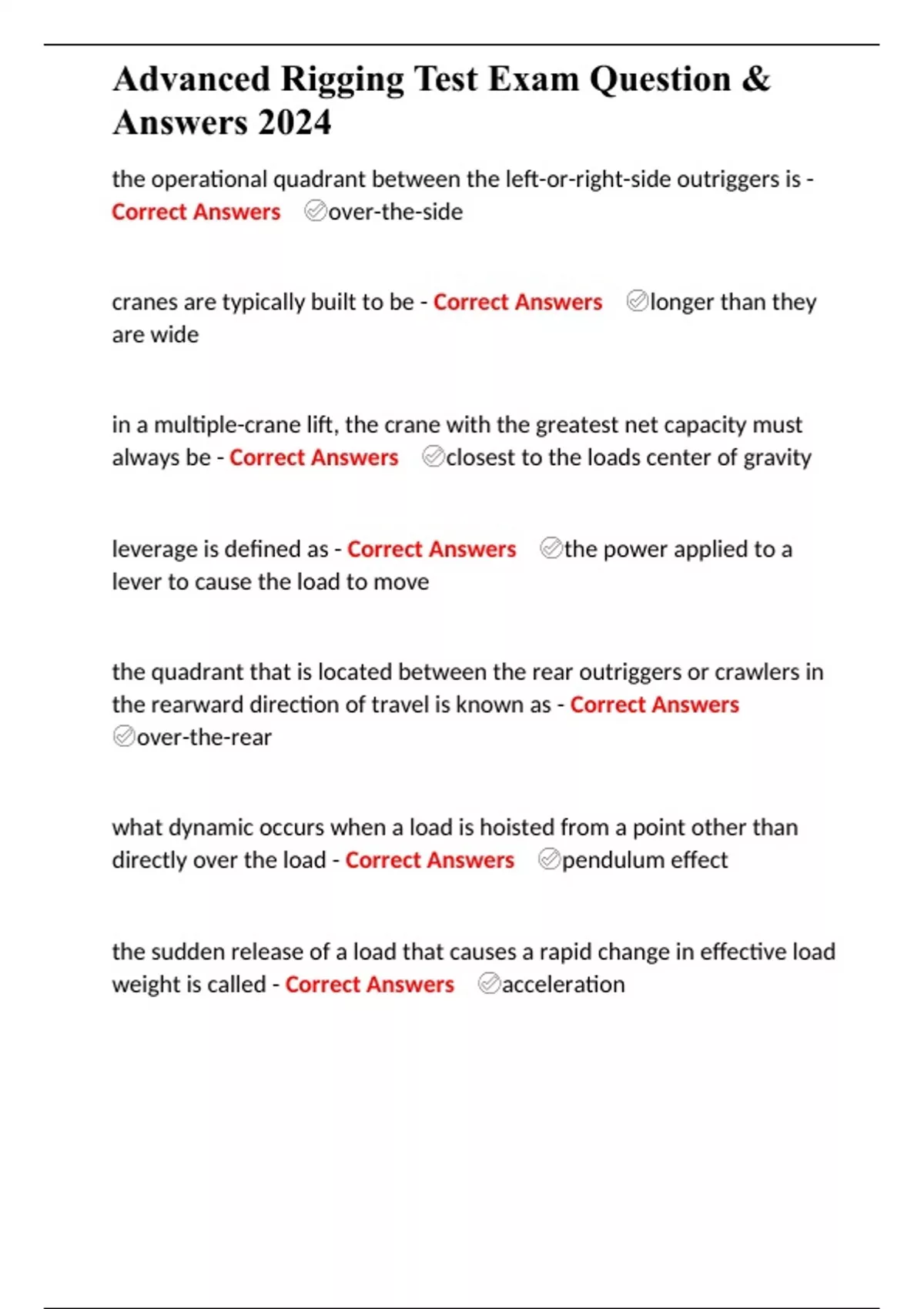 Advanced Rigging Test Exam Question & Answers 2024 - Advanced Rigging ...