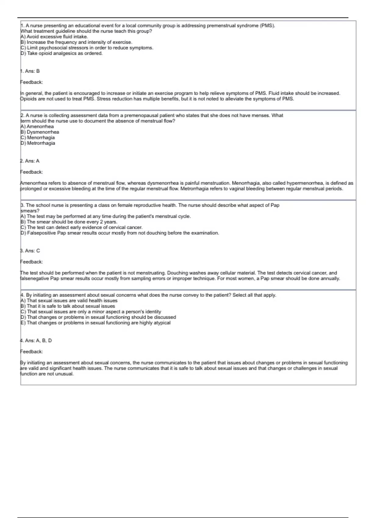 WOMEN'S REPRODUCTIVE SYSTEM QUESTIONS WITH ANSWERS 100% CORRECT ...