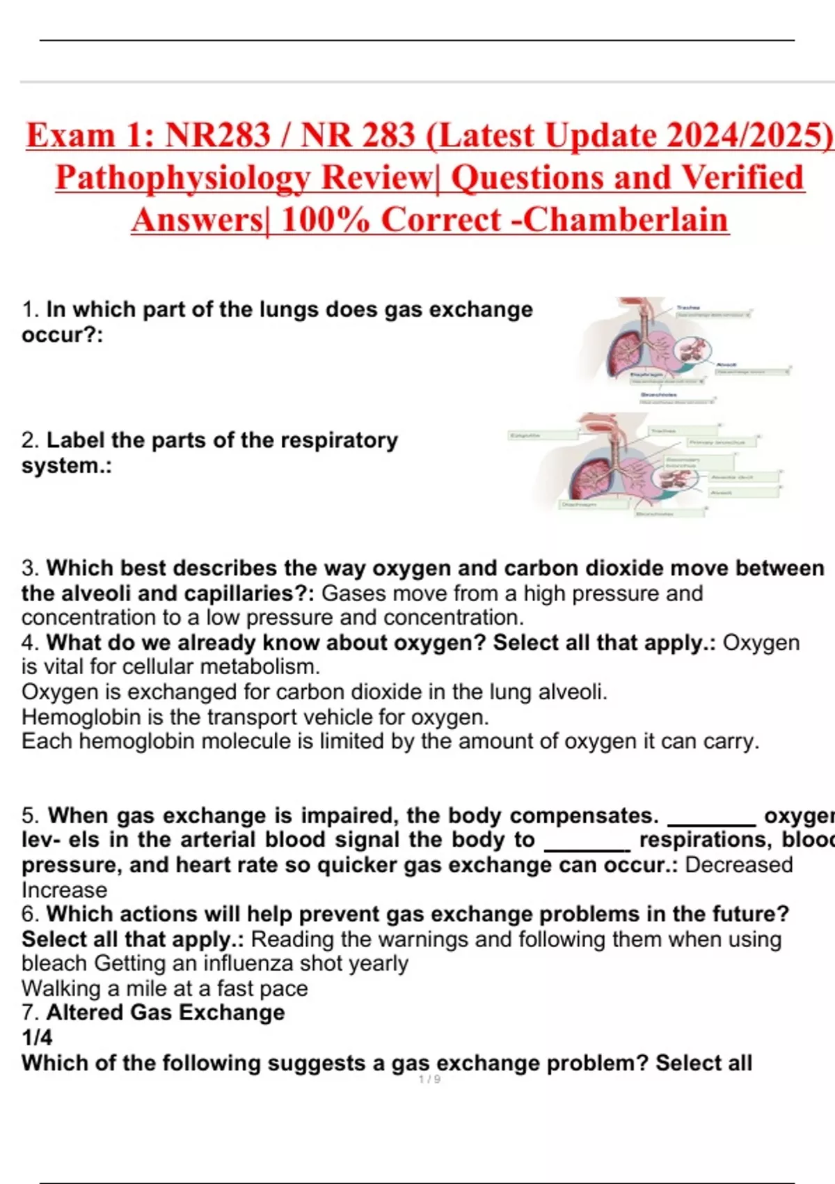Exam 1: NR283 / NR 283 (Latest Update 2024/2025) Pathophysiology Review ...