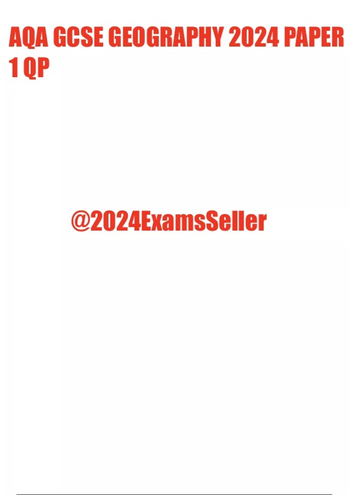 AQA GCSE GEOGRAPHY 2024 PAPER 1 QP - Geography - Stuvia UK
