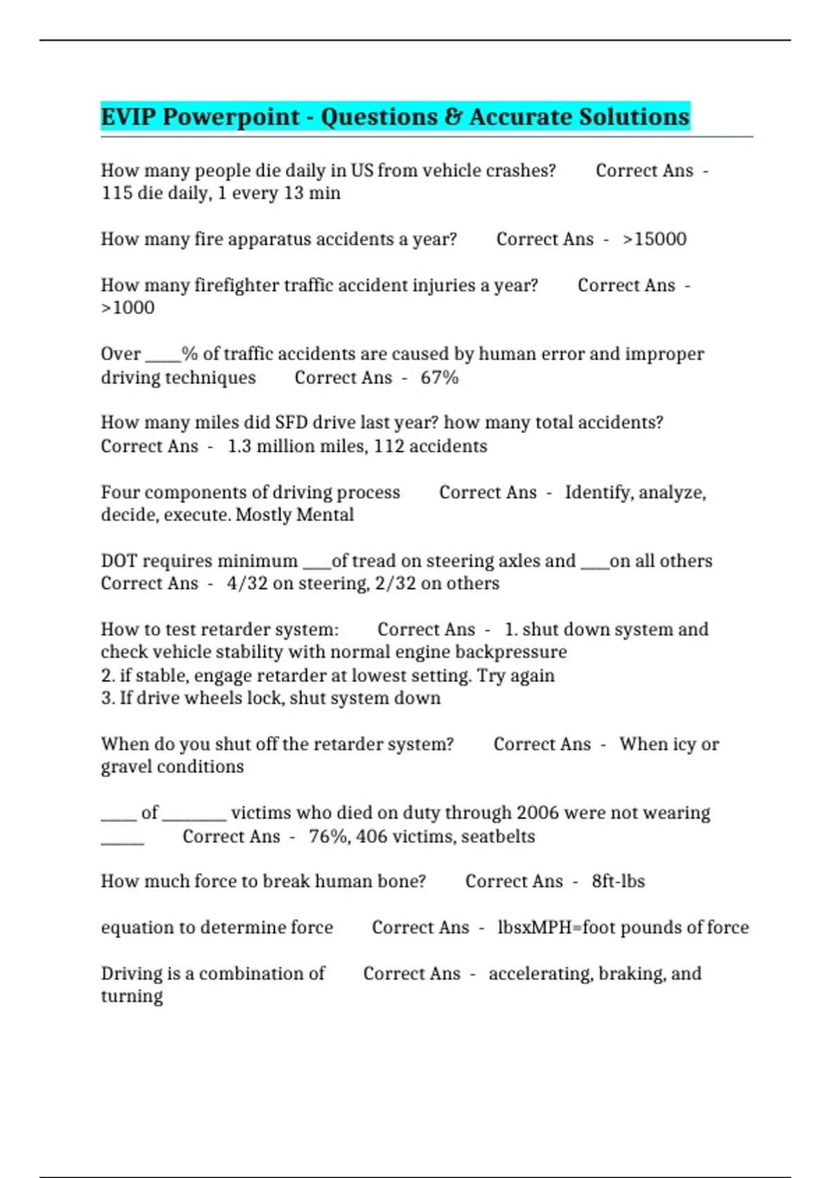 EVIP Powerpoint - Questions & Accurate Solutions - EVIP - Stuvia