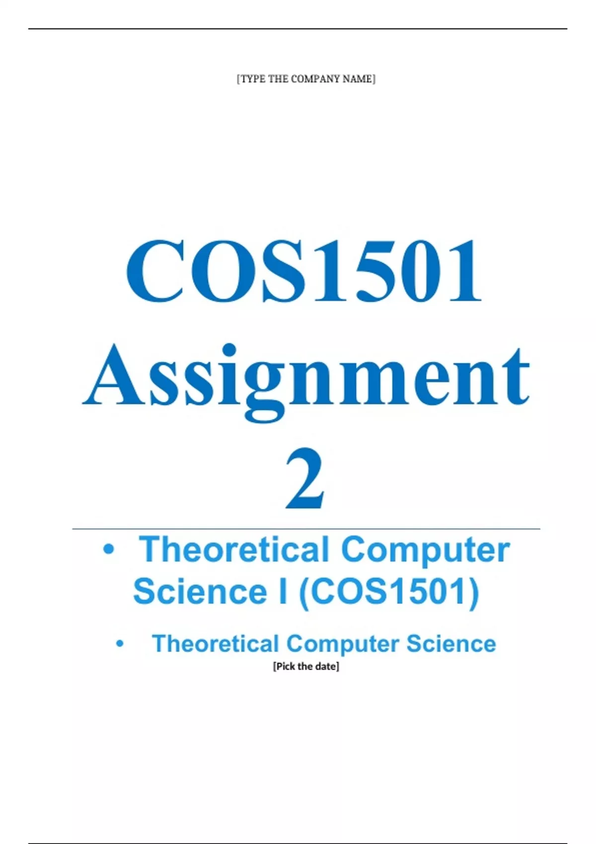 Exam (elaborations) COS1501 Assignment 2 (COMPLETE ANSWERS) 2024 (653506) - 14 June 2024 ...