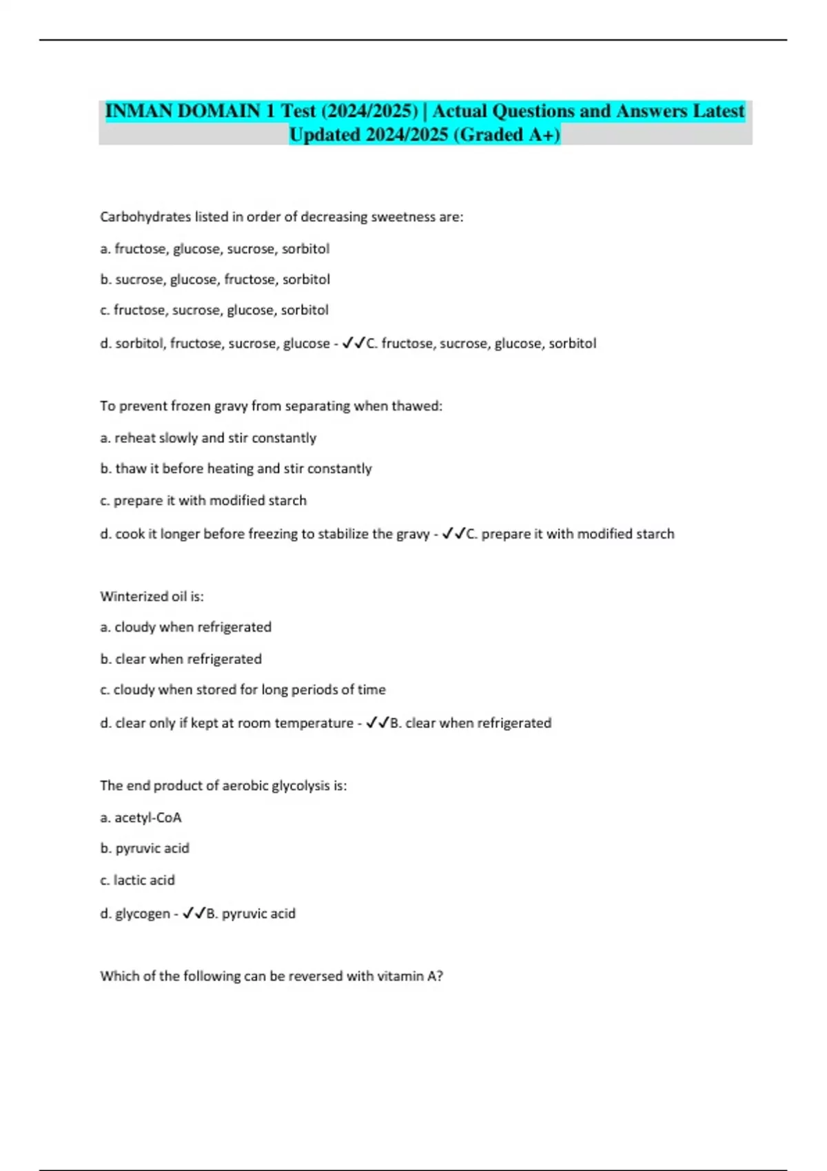 INMAN DOMAIN 1 Test (2024/2025) | Actual Questions and Answers Latest ...