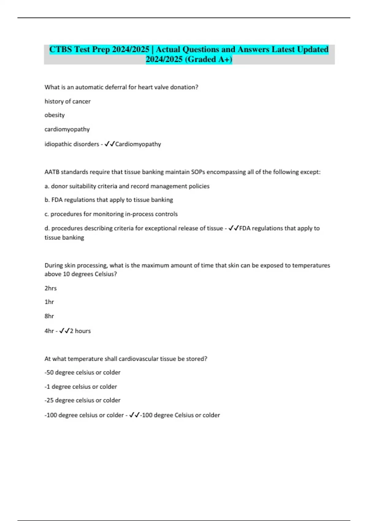 CTBS Test Prep 2024/2025 | Actual Questions and Answers Latest Updated ...