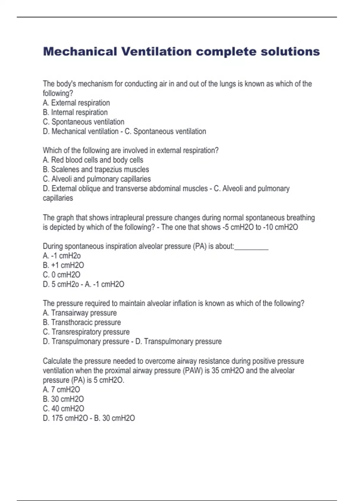 Mechanical Ventilation complete solutions - Mechanical Ventilation ...