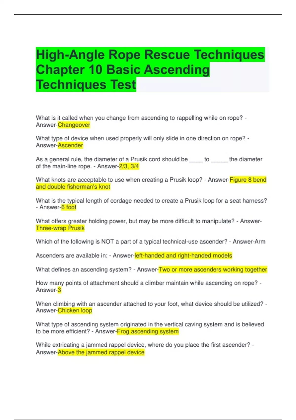 High-Angle Rope Rescue Techniques Chapter 10 Basic Ascending Techniques ...