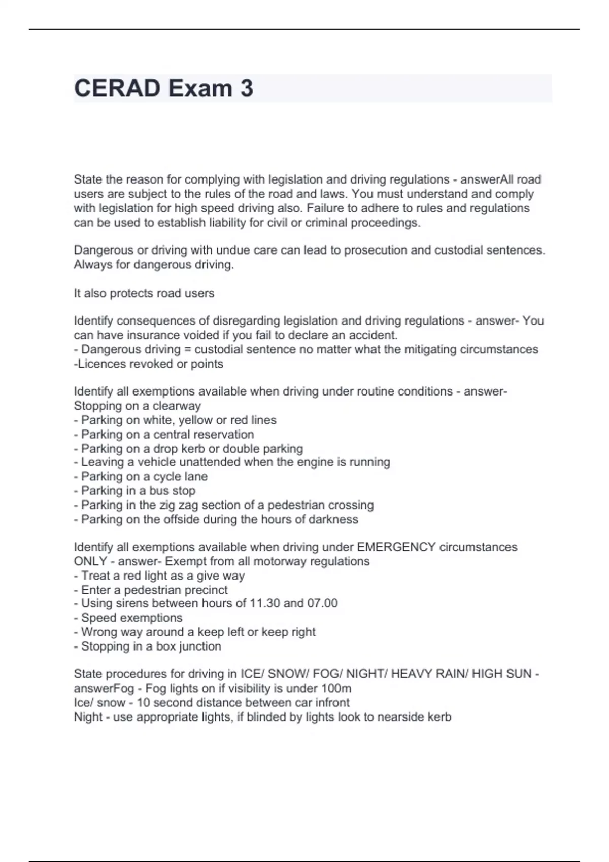 CERAD Exam 3, Questions with Solutions 2024 - CERAD Theory - Stuvia US