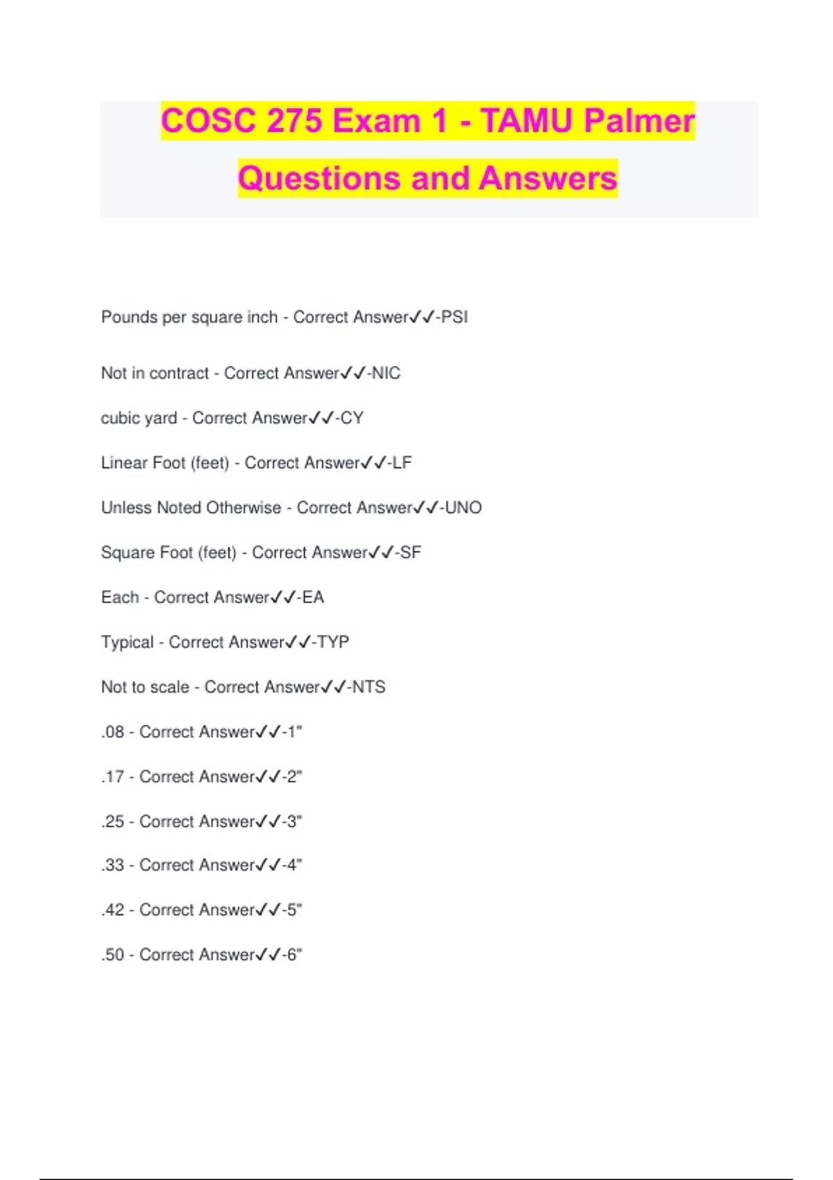 COSC 275 Exam 1 - TAMU Palmer Questions and Answers - COSC 275 - Stuvia US