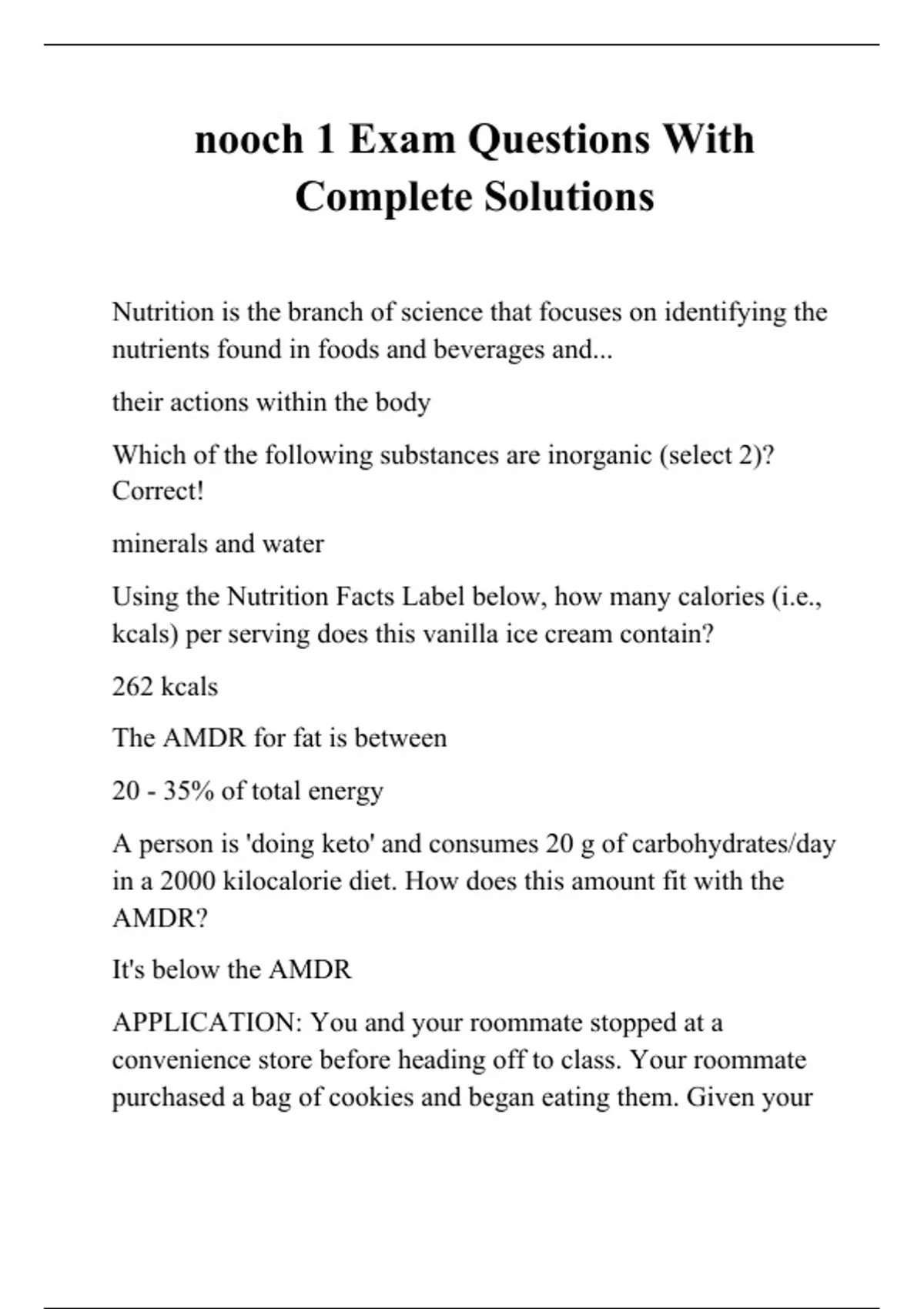 nooch 1 Exam Questions With Complete Solutions - Nooch - Stuvia US