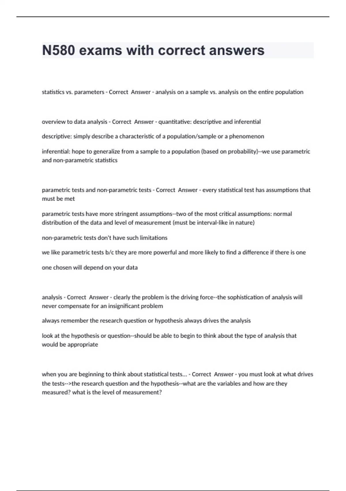 N580 exams with correct answer - N580 - Stuvia US