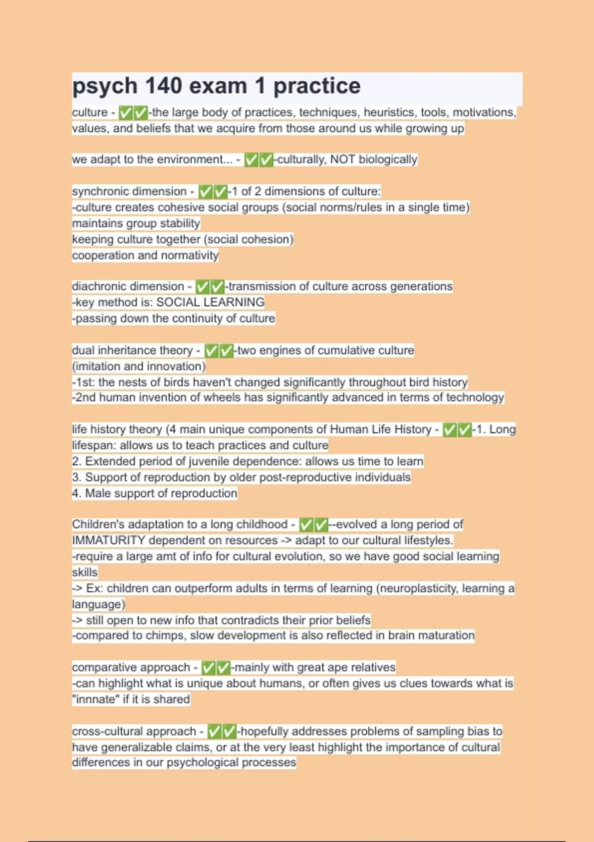 psych 140 exam 1 practice 2024 Questions with verified correct answers ...