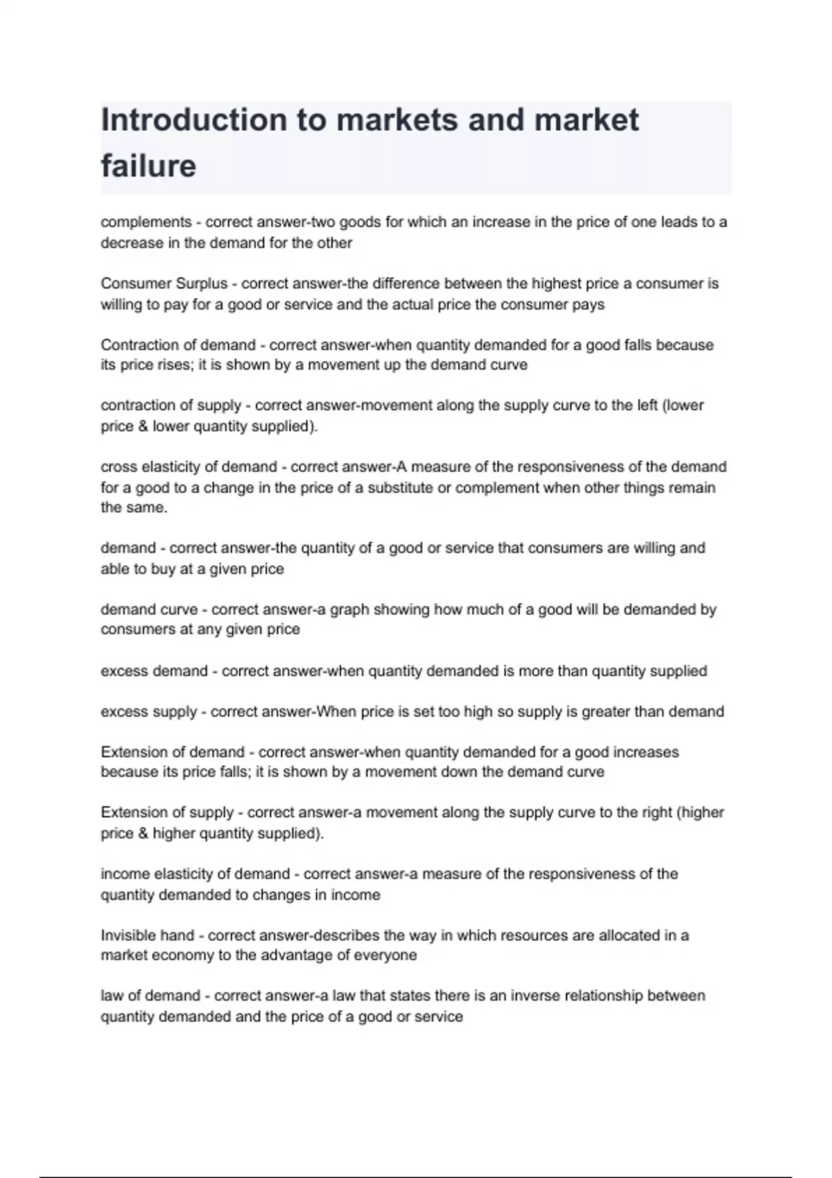 Markets and market failure Questions with 100% Actual correct answers ...