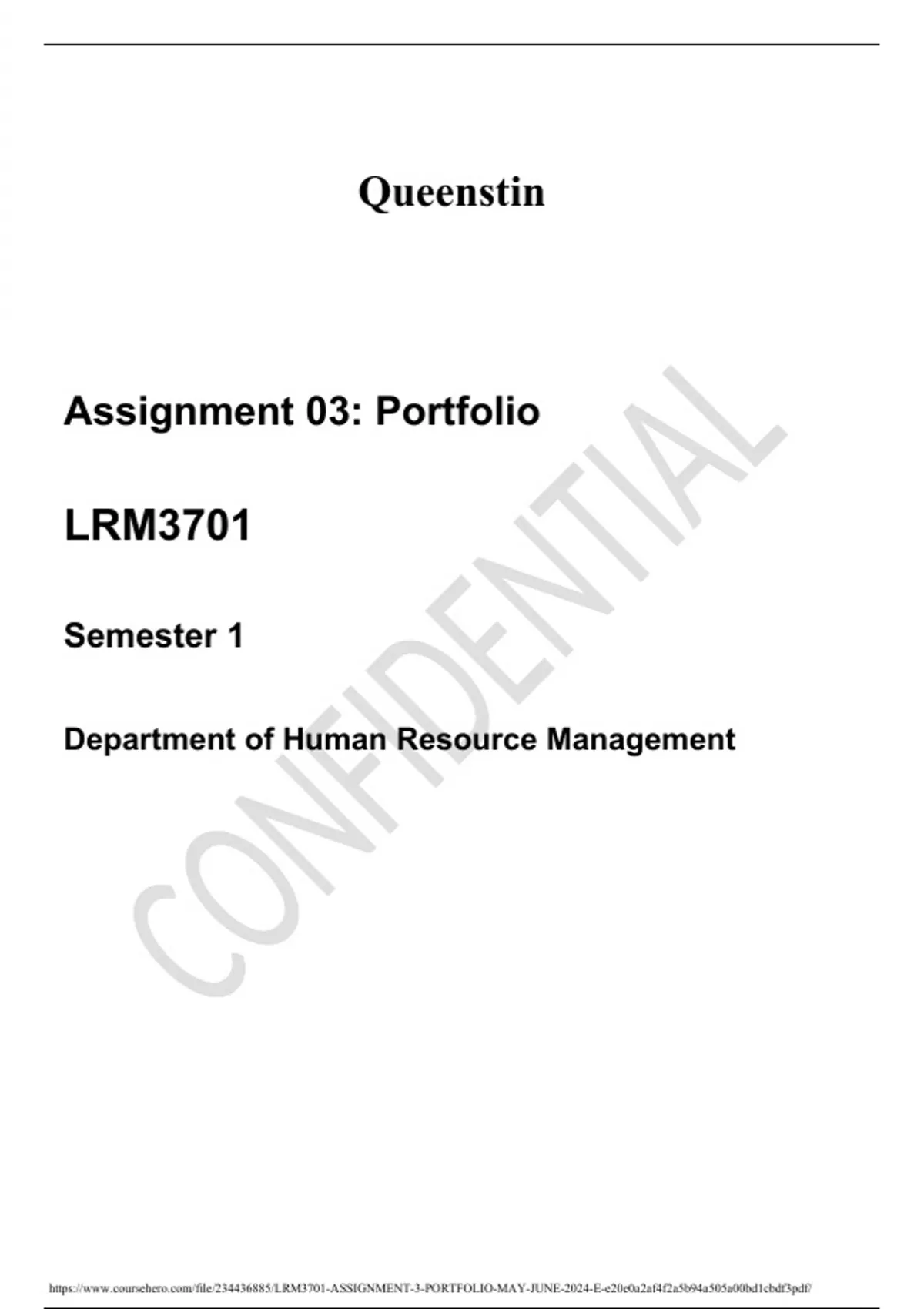 Assignment 03: Portfolio LRM3701 Semester 1 Department of Human ...