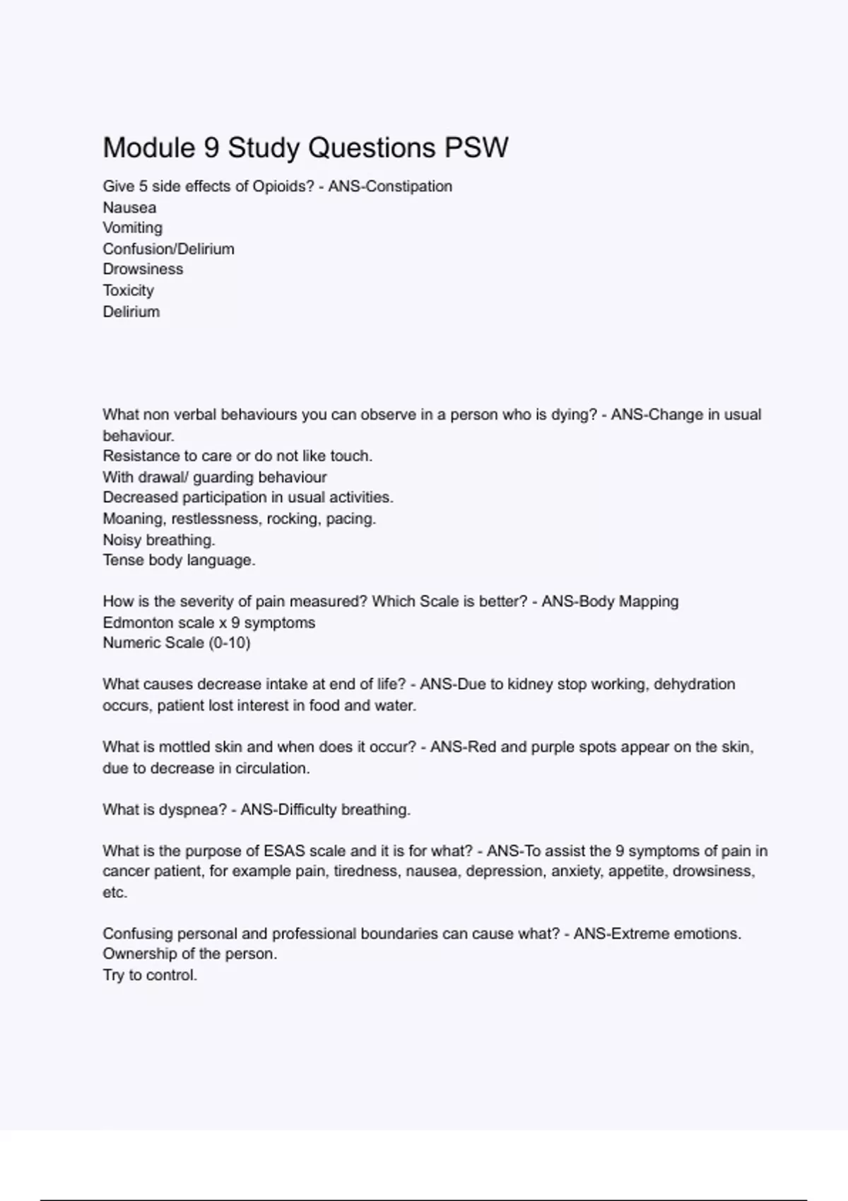 Module 9 Study Questions PSW Questions with 100% Actual correct answers ...