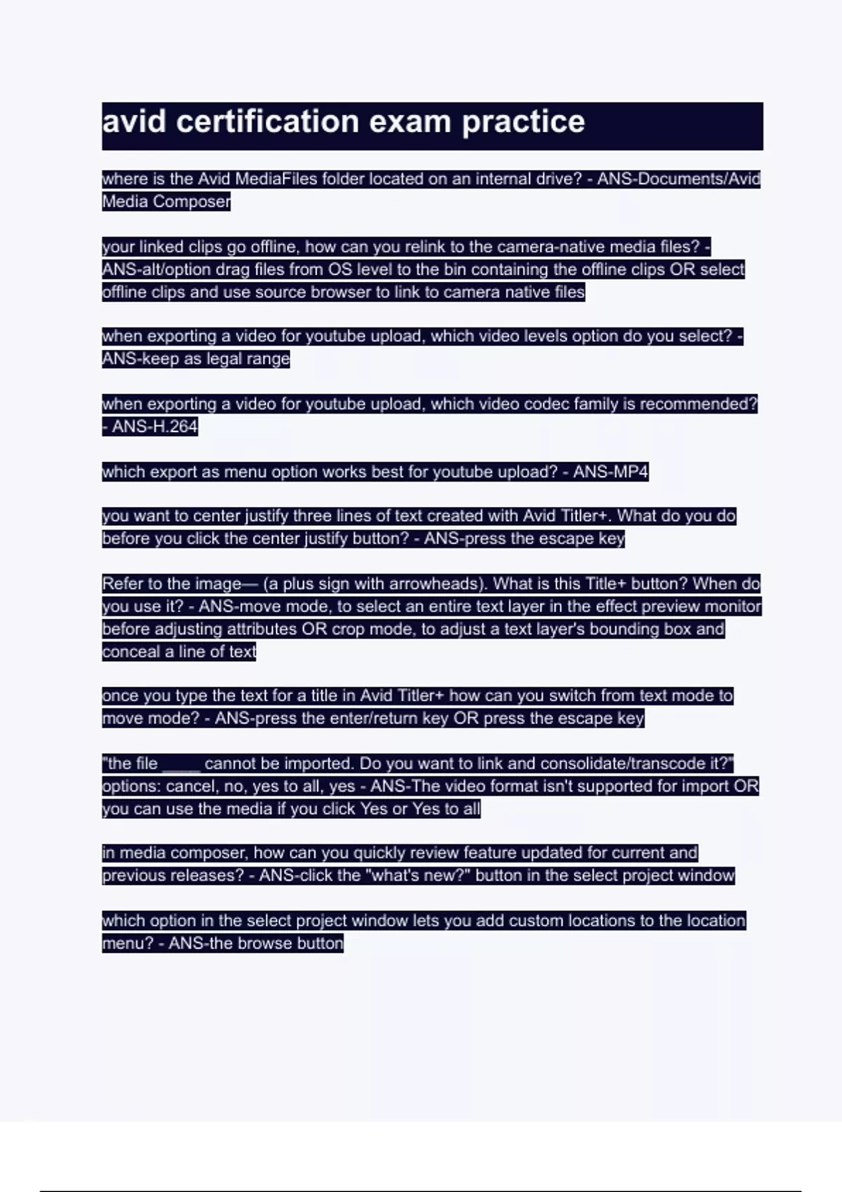 avid certification exam practice Questions with 100% Actual correct ...