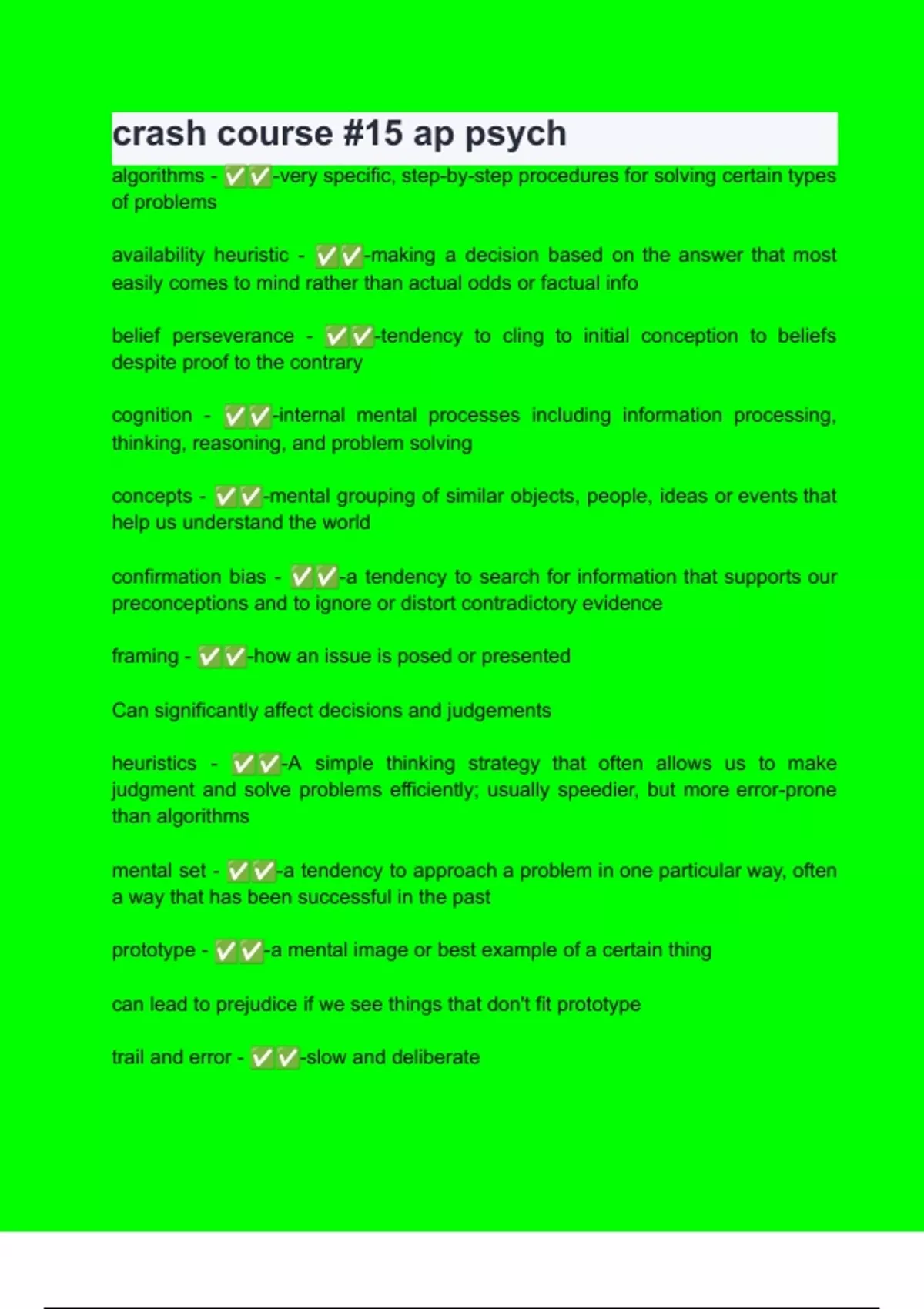 crash course #15 ap psych Questions with 100% Actual correct answers ...