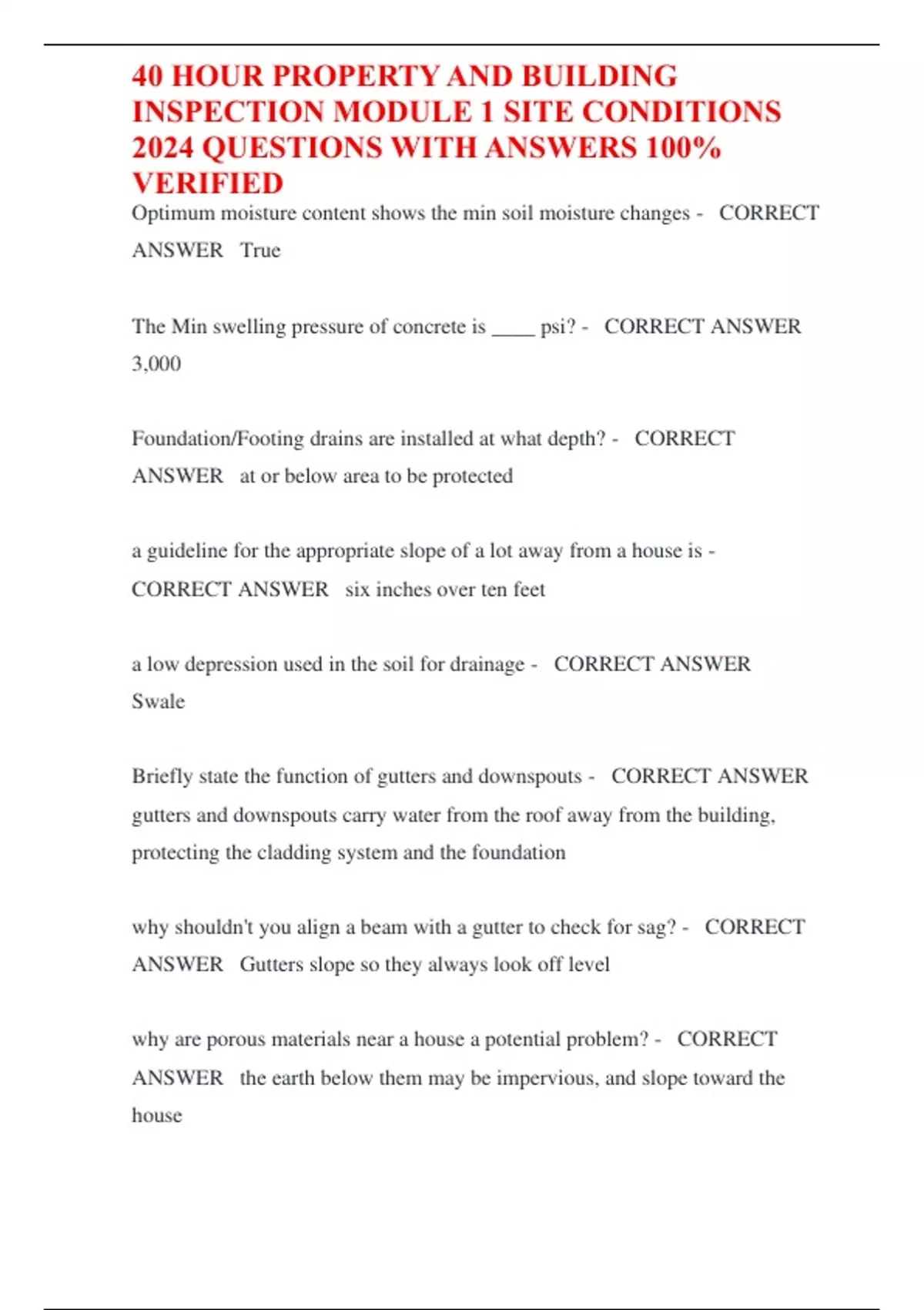 UPDATED 40 HOUR PROPERTY AND BUILDING INSPECTION MODULE 1 SITE ...