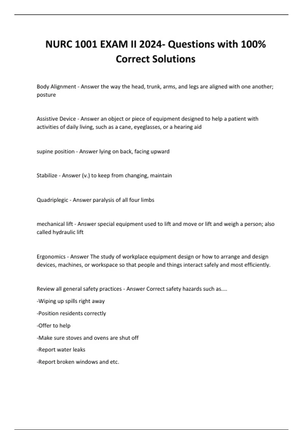 NURC 1001 EXAM II 2024- Questions with 100% Correct Solutions - NURC ...