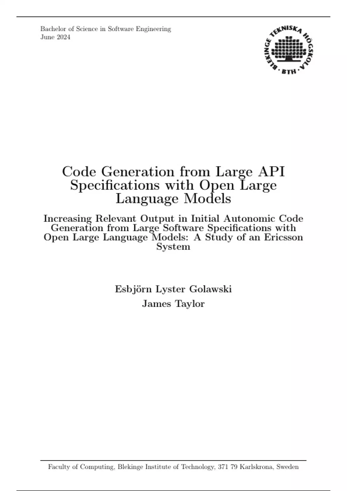 Thesis - Code Generation from Large API Specifications with Open Large Language Models ...