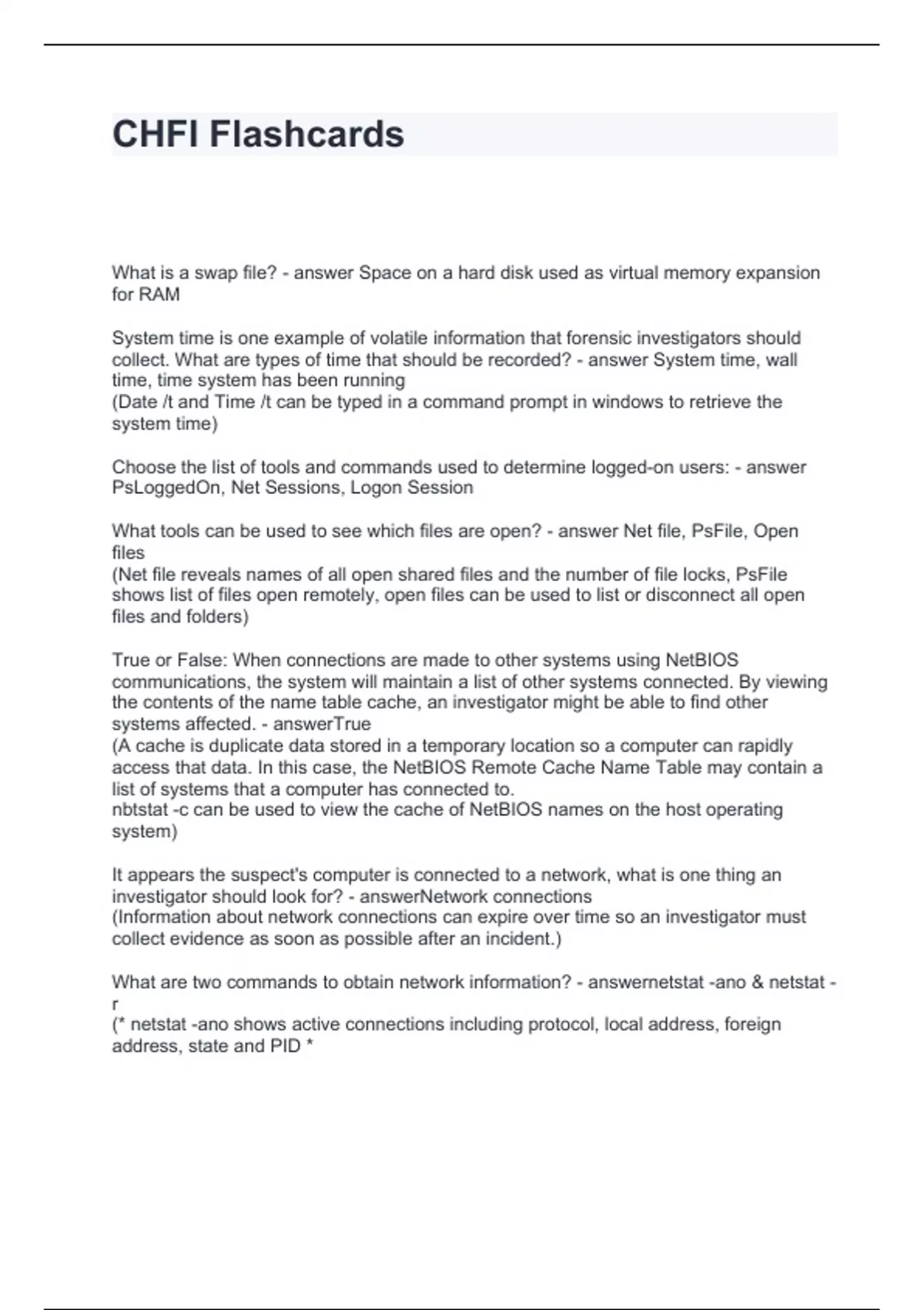 CHFI Flashcards Questions with Accurate Answers 2024 - CHFI - Stuvia US