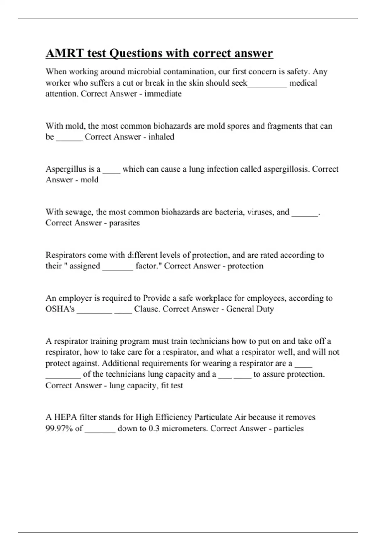 AMRT test Questions with correct answer - Amrt - Stuvia US