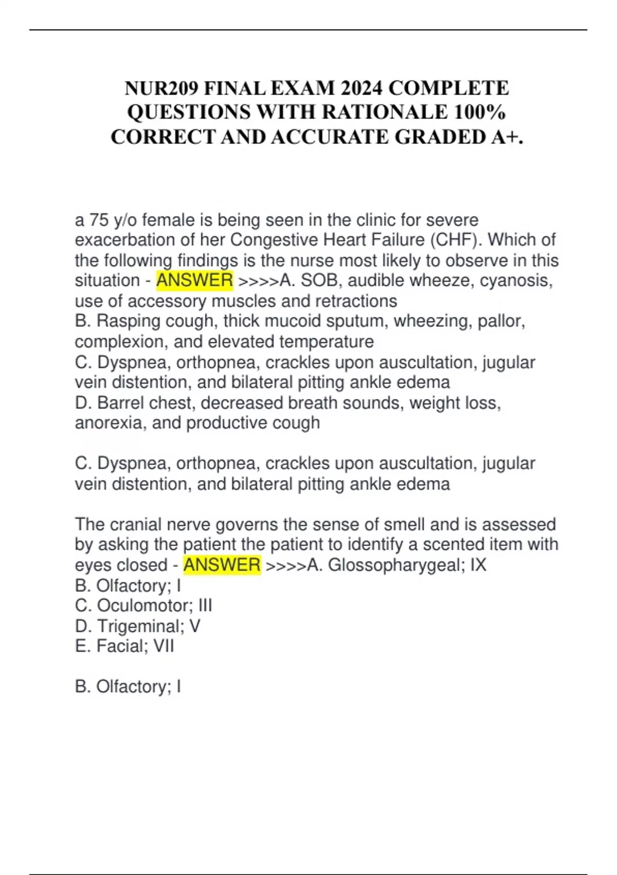 NUR209 FINAL EXAM 2024 COMPLETE QUESTIONS WITH RATIONALE 100% CORRECT ...