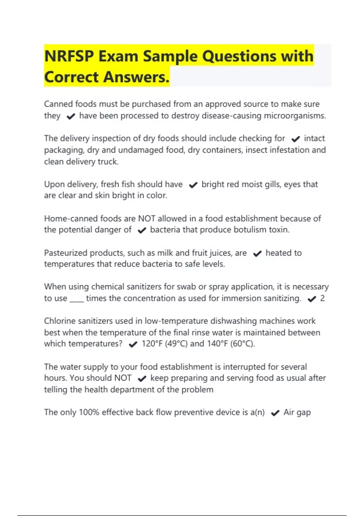 NRFSP Exam Sample Questions with Correct Answers |Latest 2024/2025 ...